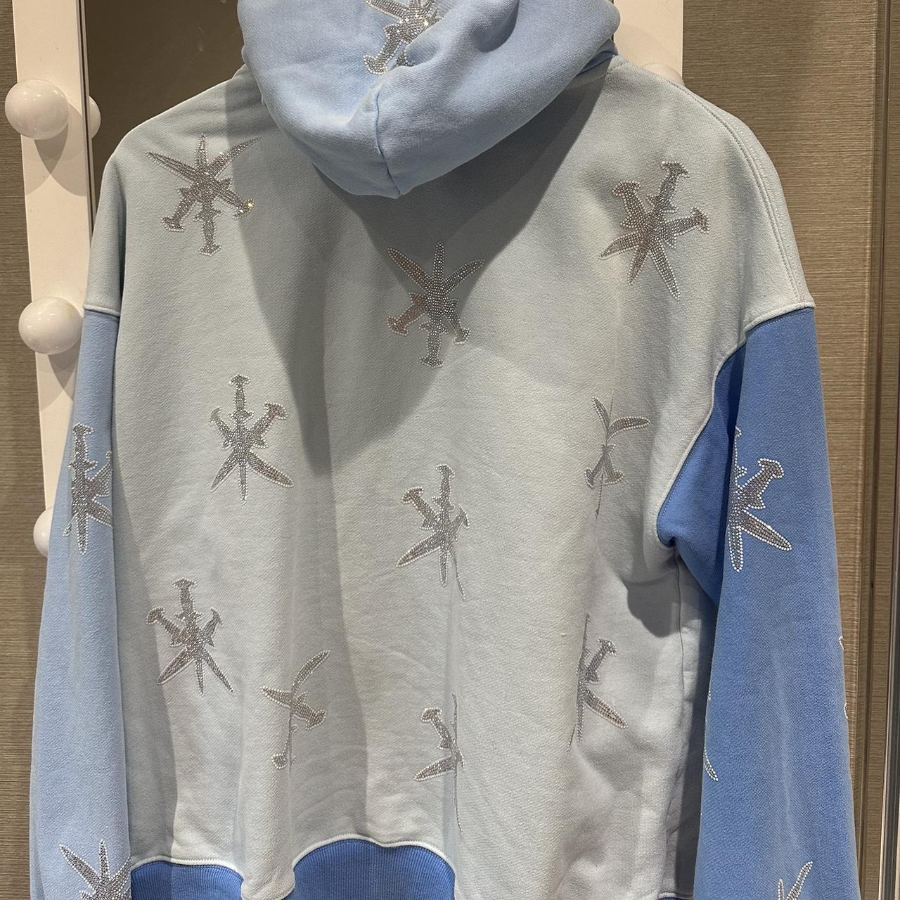 Unknown London zip up blue hoodie Size small Unisex... - Depop