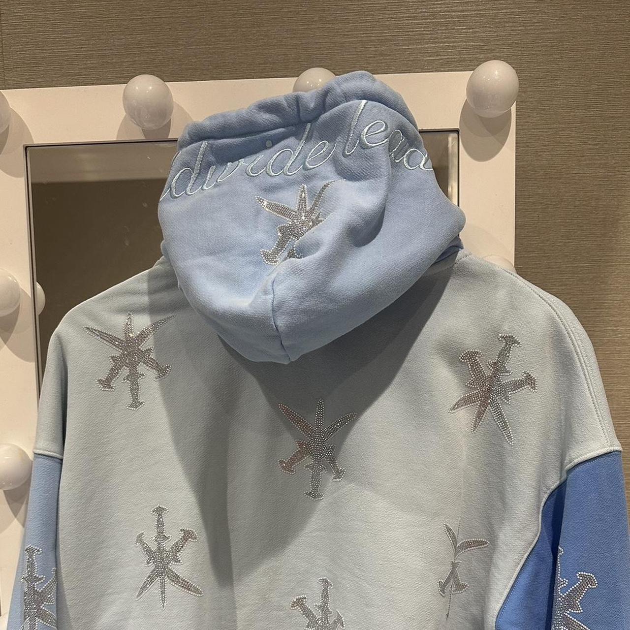 Unknown London zip up blue hoodie Size small Unisex... - Depop