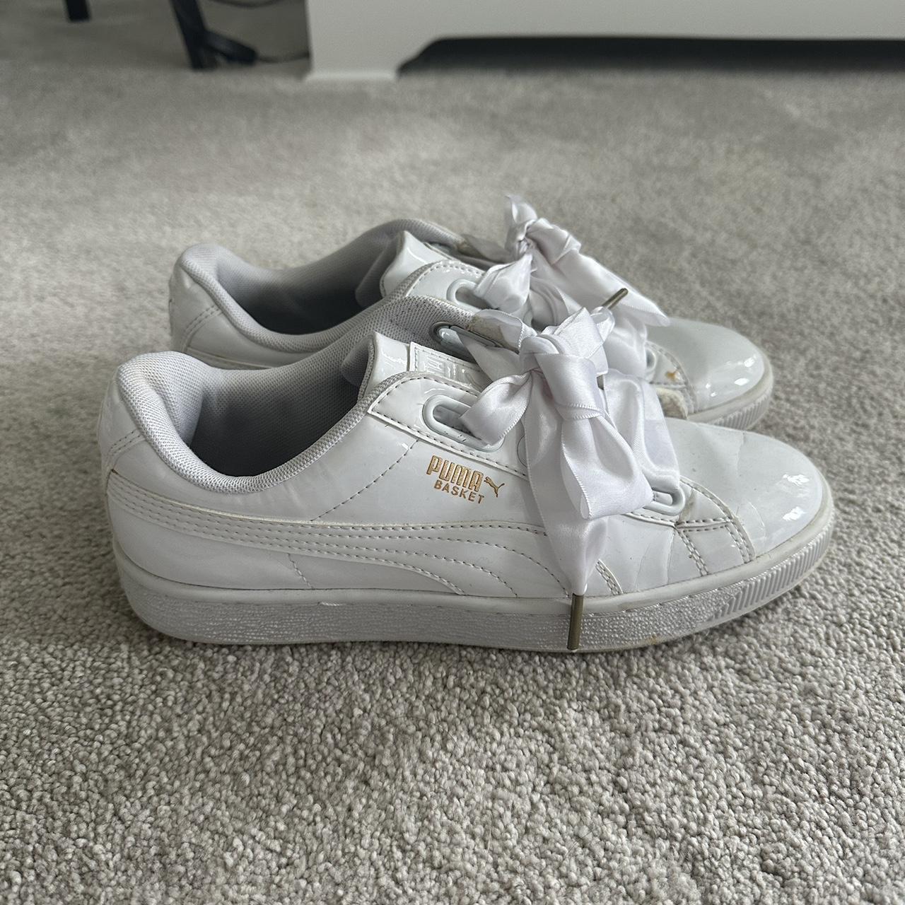 White Puma trainers with bow detail #trainers Comes... - Depop