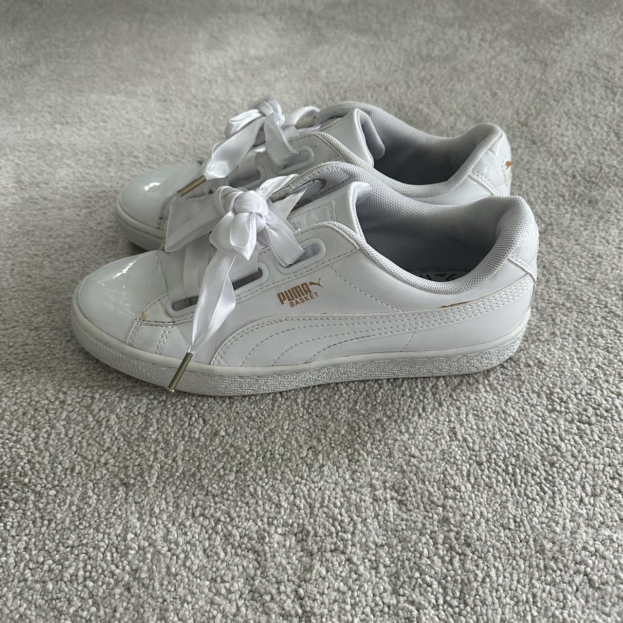 White Puma trainers with bow detail #trainers Comes... - Depop