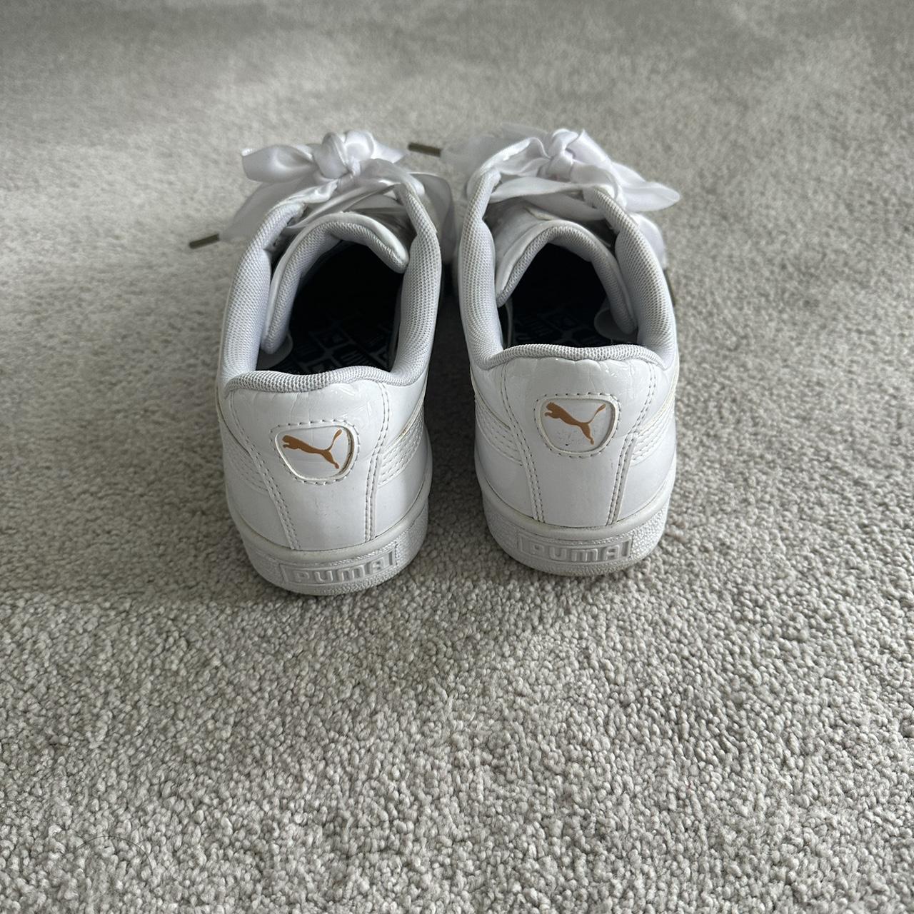 White Puma trainers with bow detail #trainers Comes... - Depop