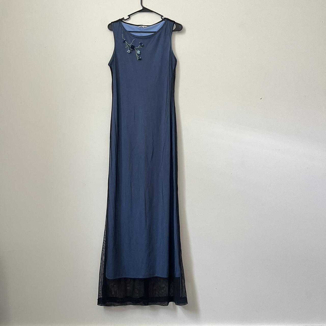 vintage 90s rampage maxi black mesh dress with a... - Depop