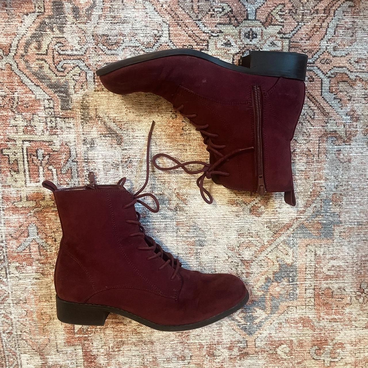 burgundy ankle boots ~ lightly worn! Super cute... - Depop