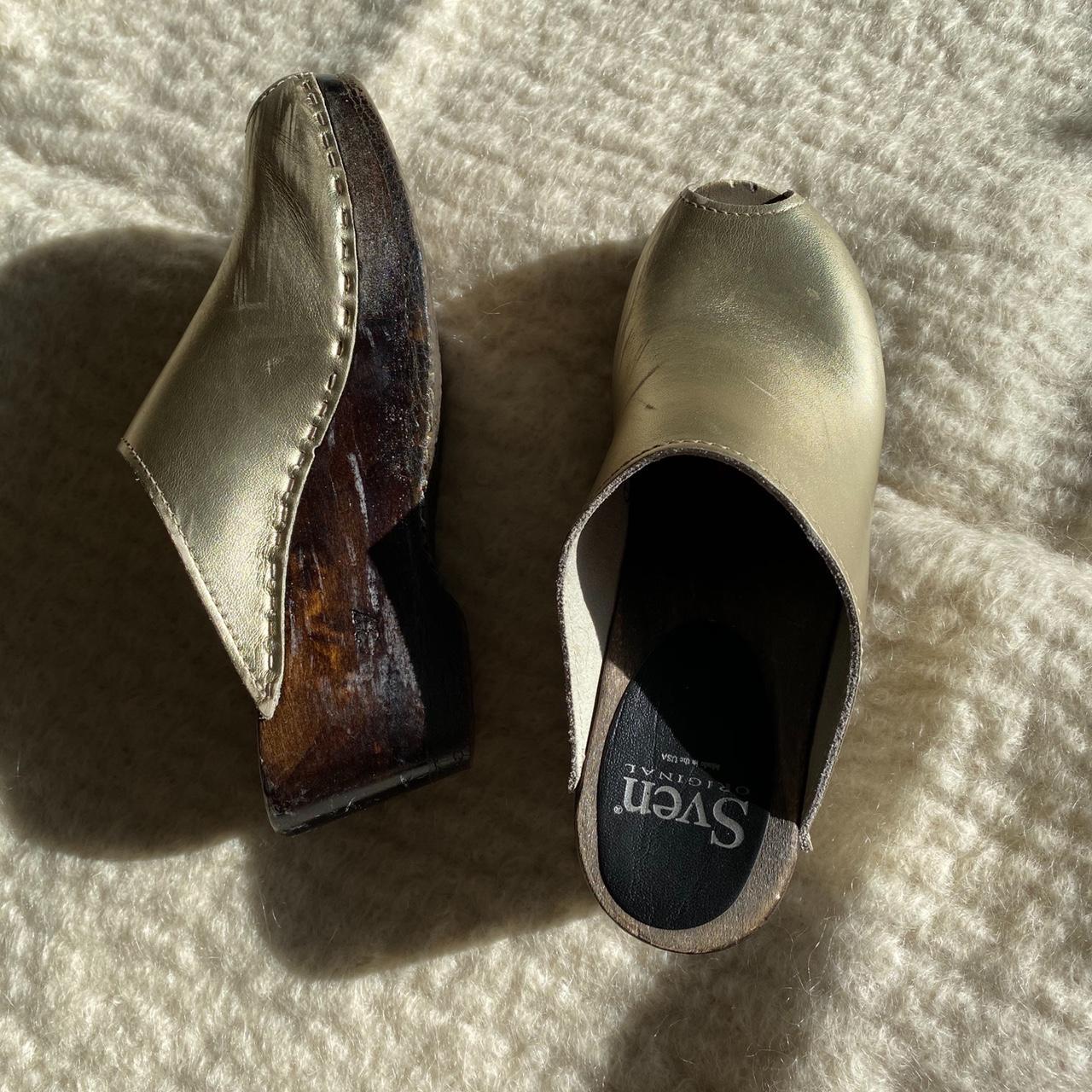 Sven Women's Gold Clogs | Depop