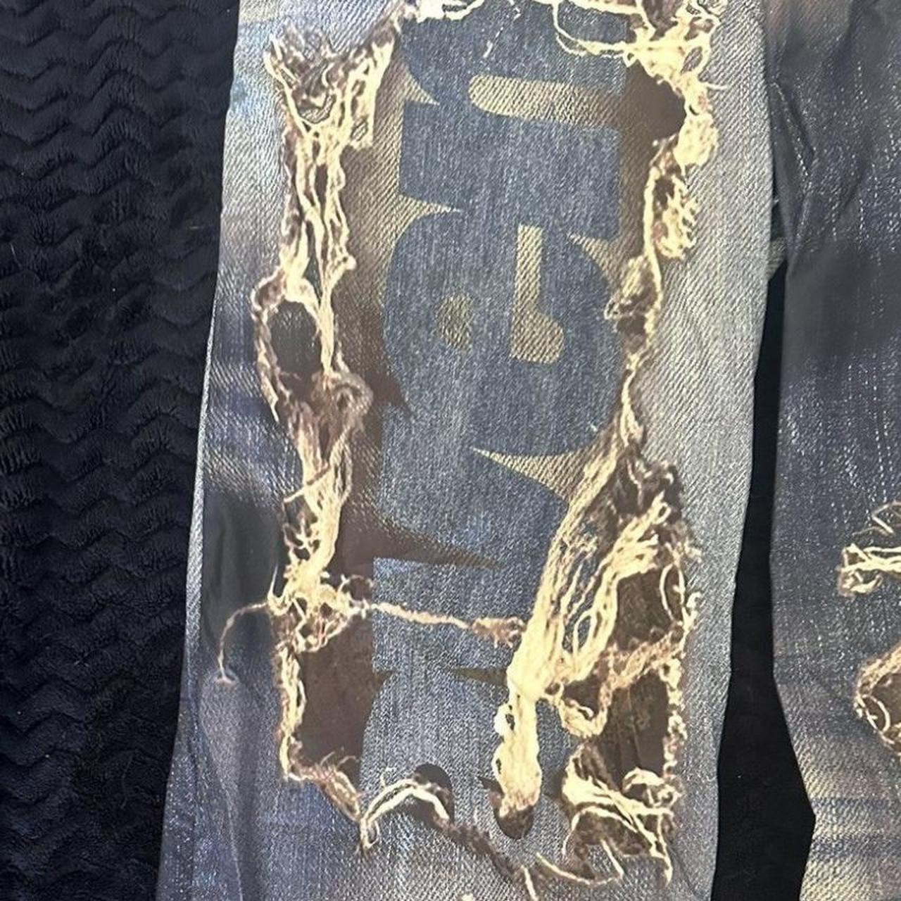 heaven marc jacobs x bladee nylon ripped jeans print... - Depop