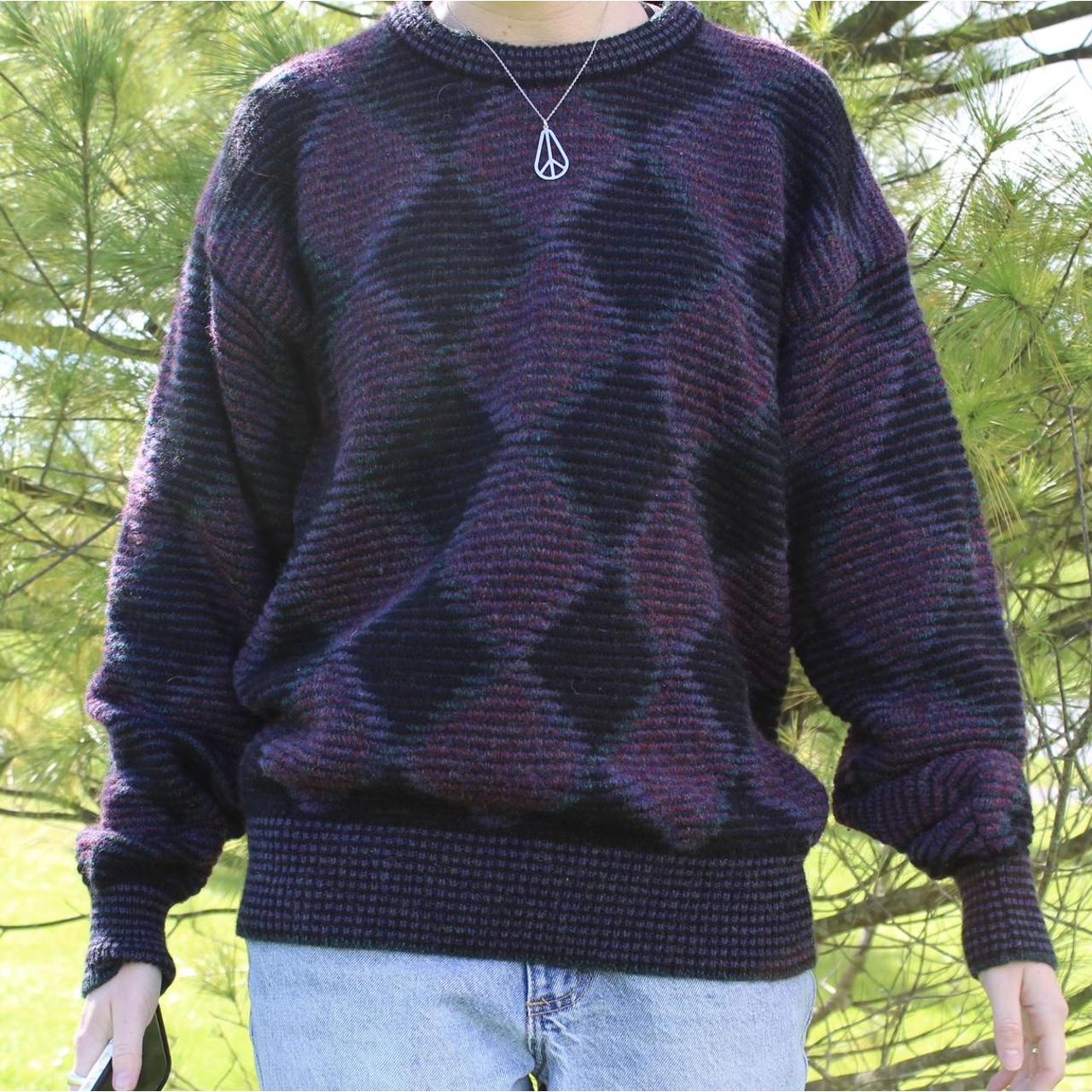 Vintage Funky Purple Grandpa Sweater... - Depop