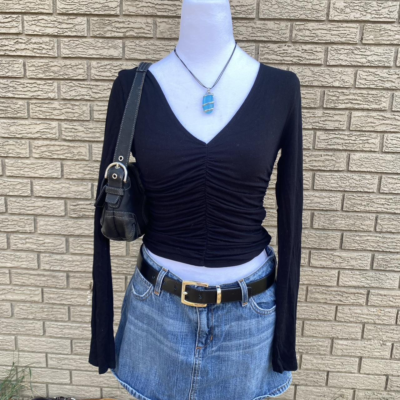 black scrunched long sleeve super cute basic for a... | Depop