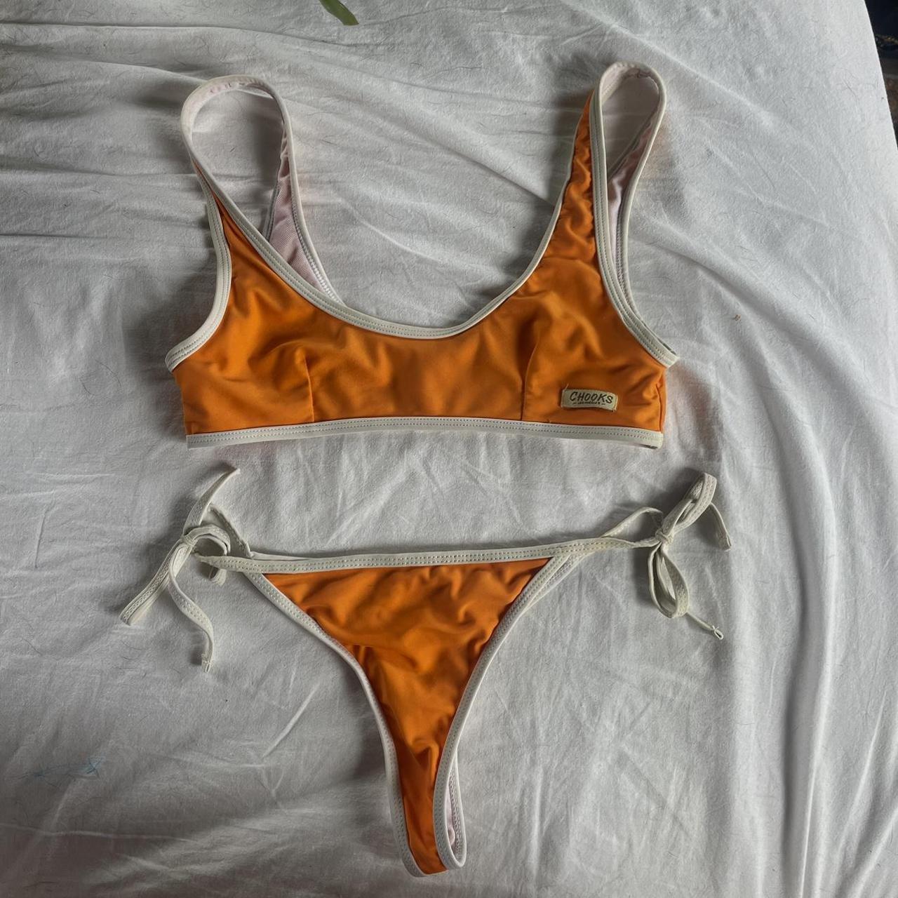 Womens White And Orange Bikinis And Tankini Sets Depop