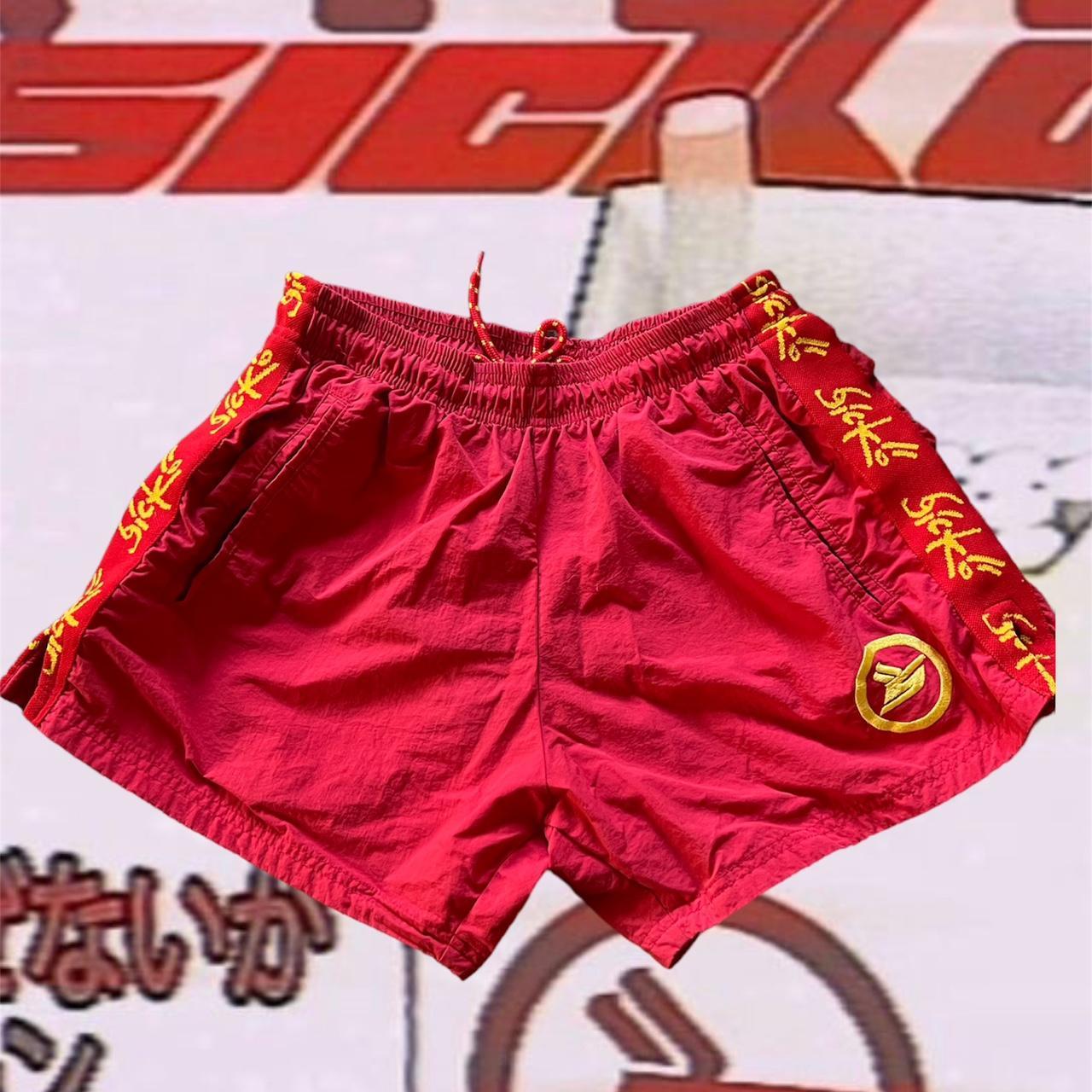 Sicko summer shorts red/yellow Ian Connor Size S... - Depop