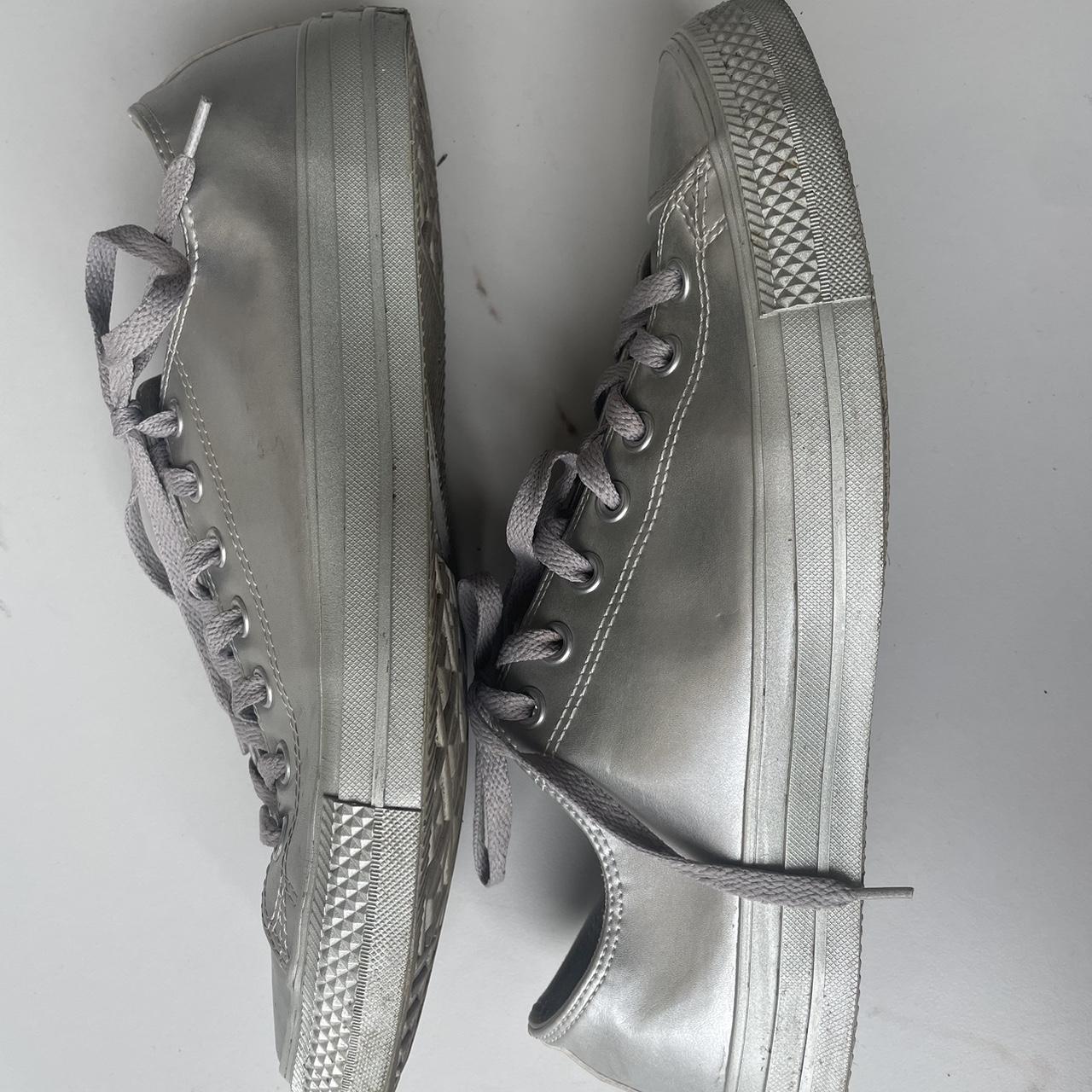 Metallic Silver Low Top Converse 🔝 Size UK 10.5 |... - Depop
