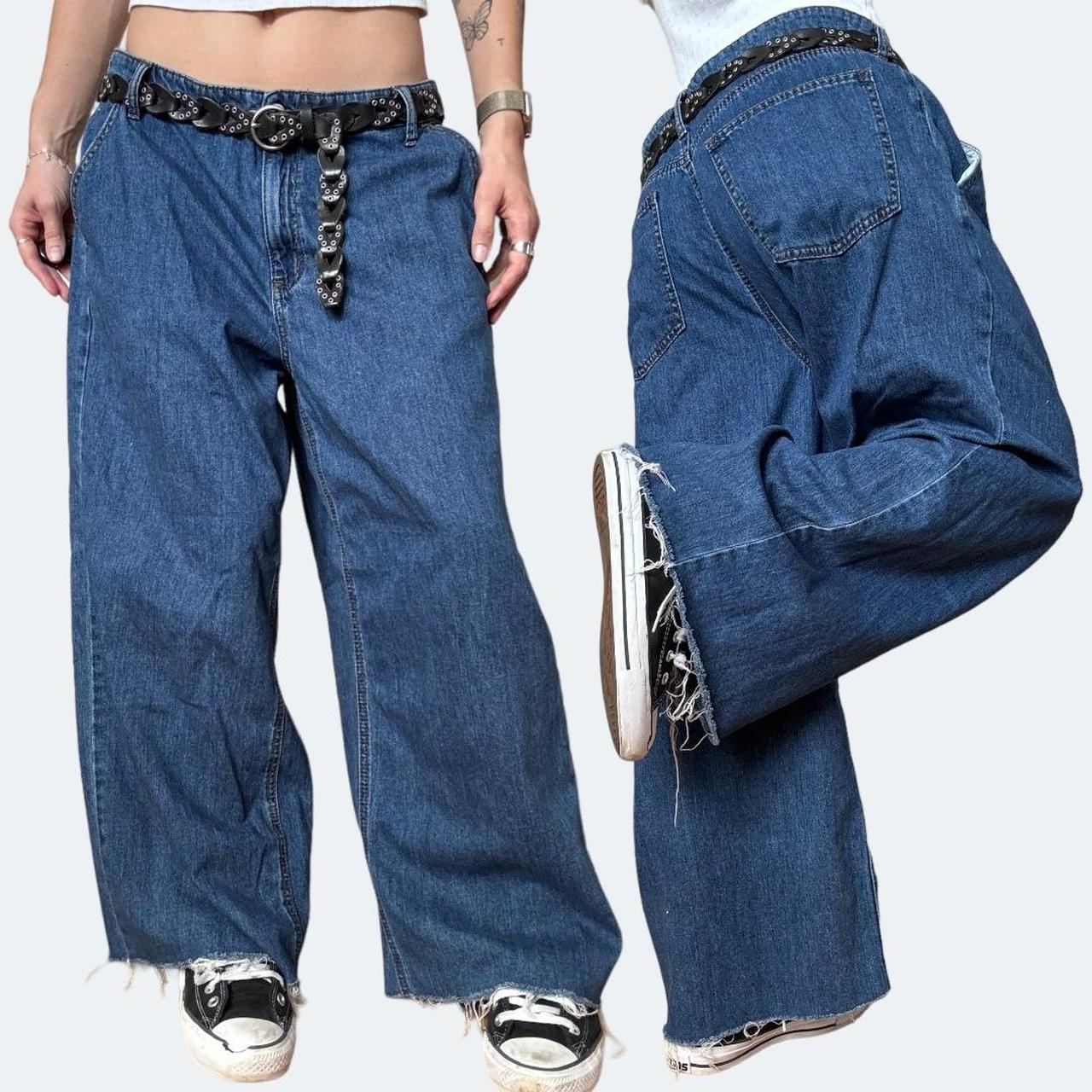 Vintage baggy cargo jeans pants by early 2000s brand... - Depop