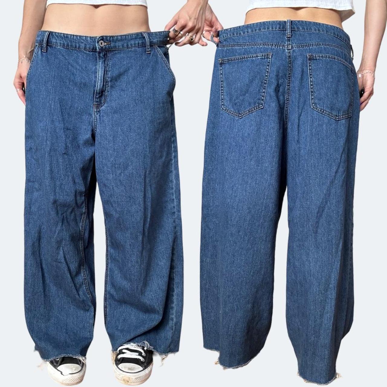 Vintage baggy cargo jeans pants by early 2000s brand... - Depop