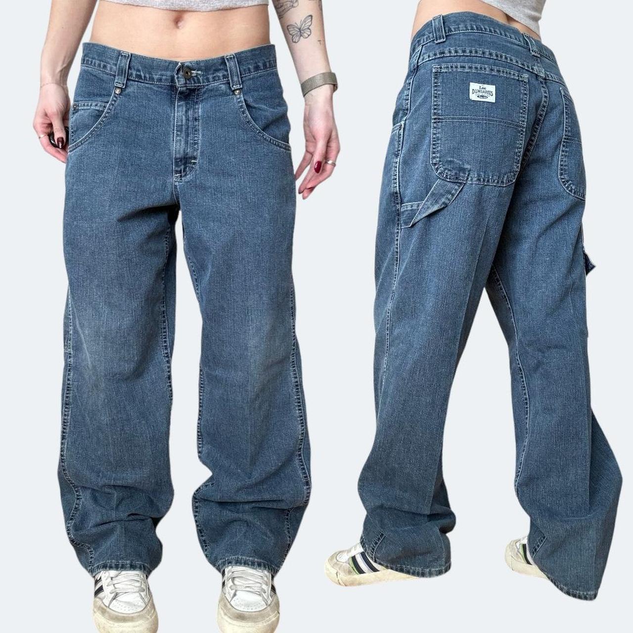 Vintage baggy cargo jeans pants by early 2000s brand... - Depop