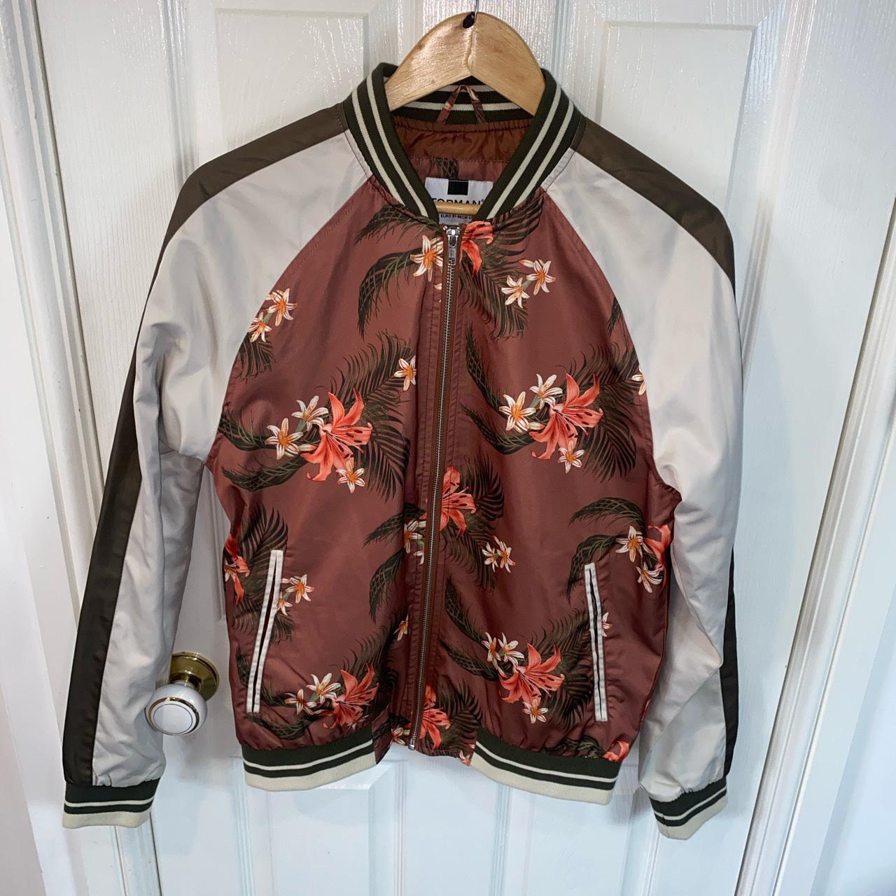 Topman Bomber Floral print Jacket Size Small Multi... - Depop