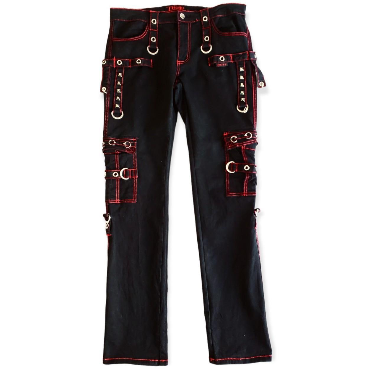 -Tripp NYC Red and Black Goth Jeans- Size: Men's US... - Depop