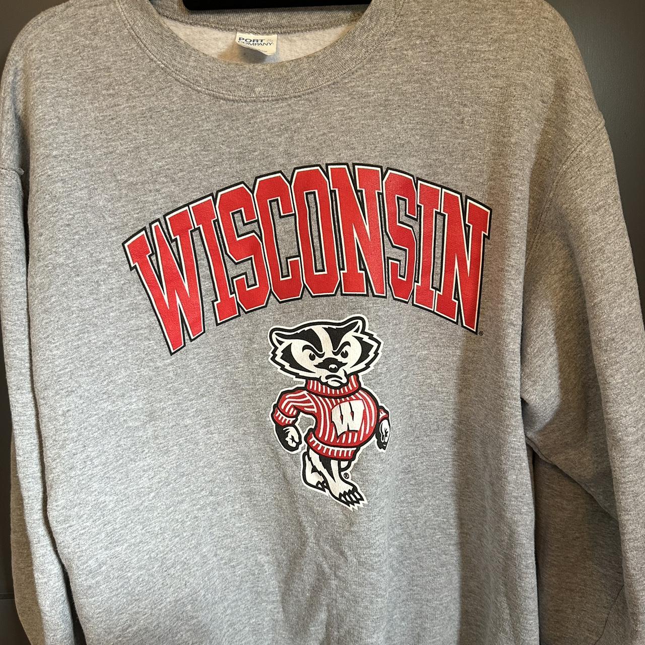 Wisconsin grey crewneck No tag but fits like a large - Depop