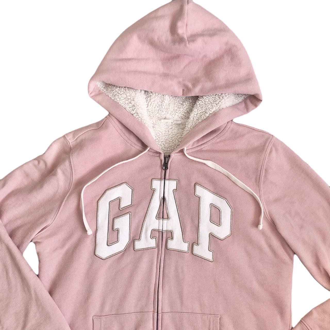 Pink GAP fur lined zip up hoodie -Uk women’s size... - Depop