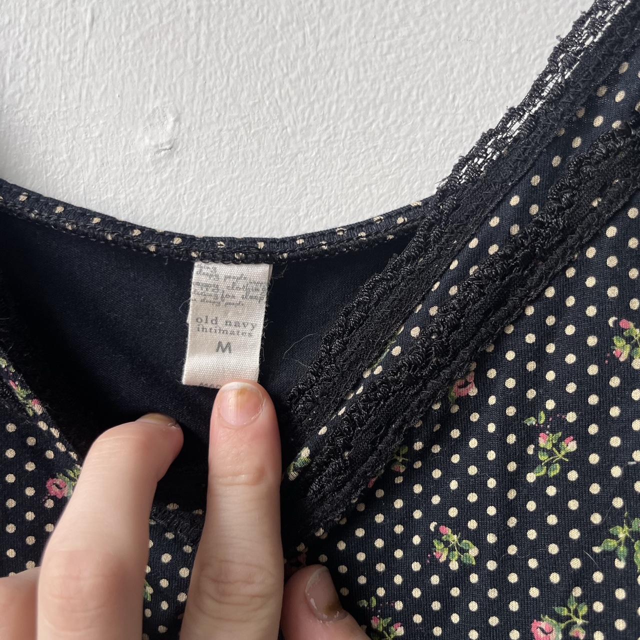 vintage old navy intimates black polka dot floral... | Depop