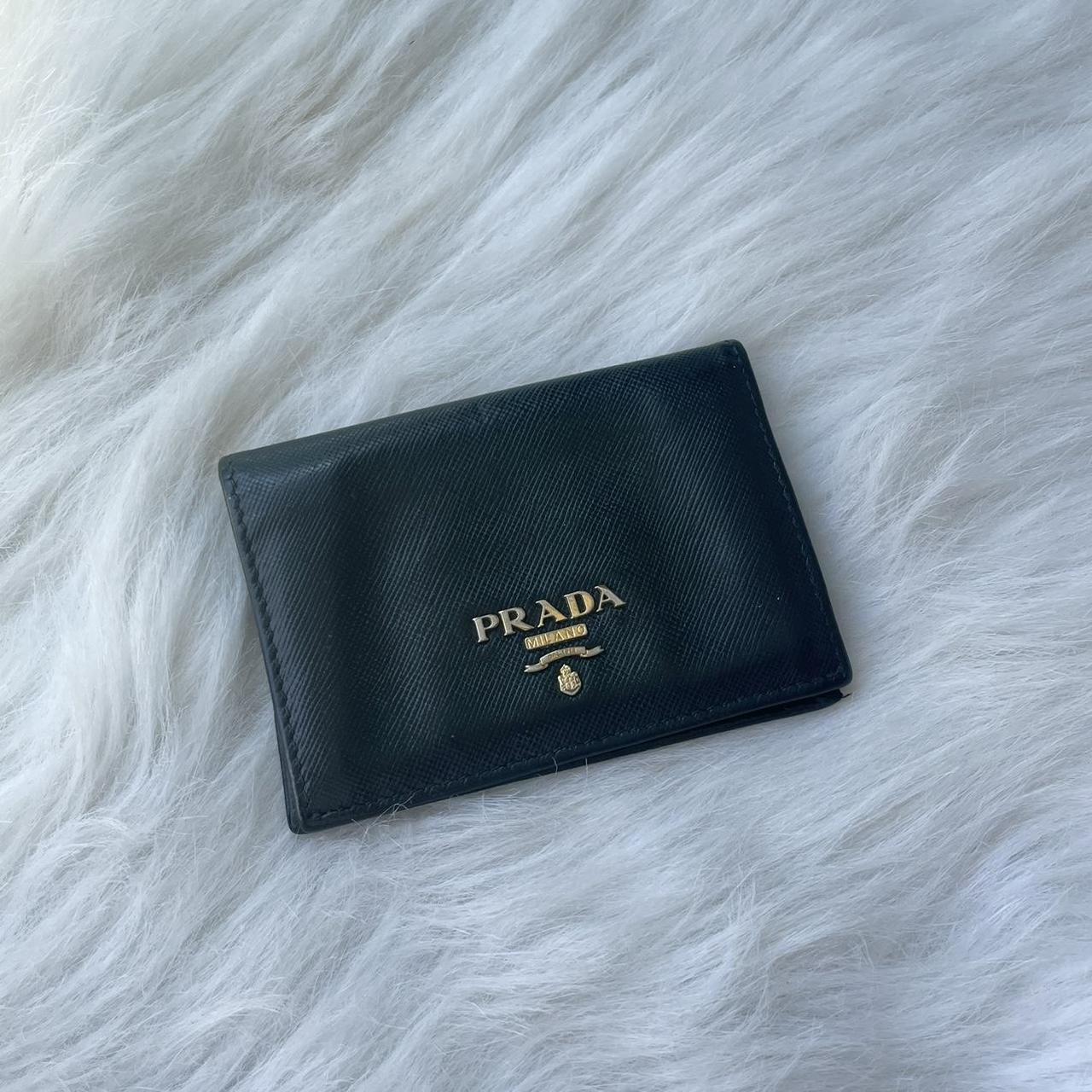 Authentic black leather prada card holder... - Depop