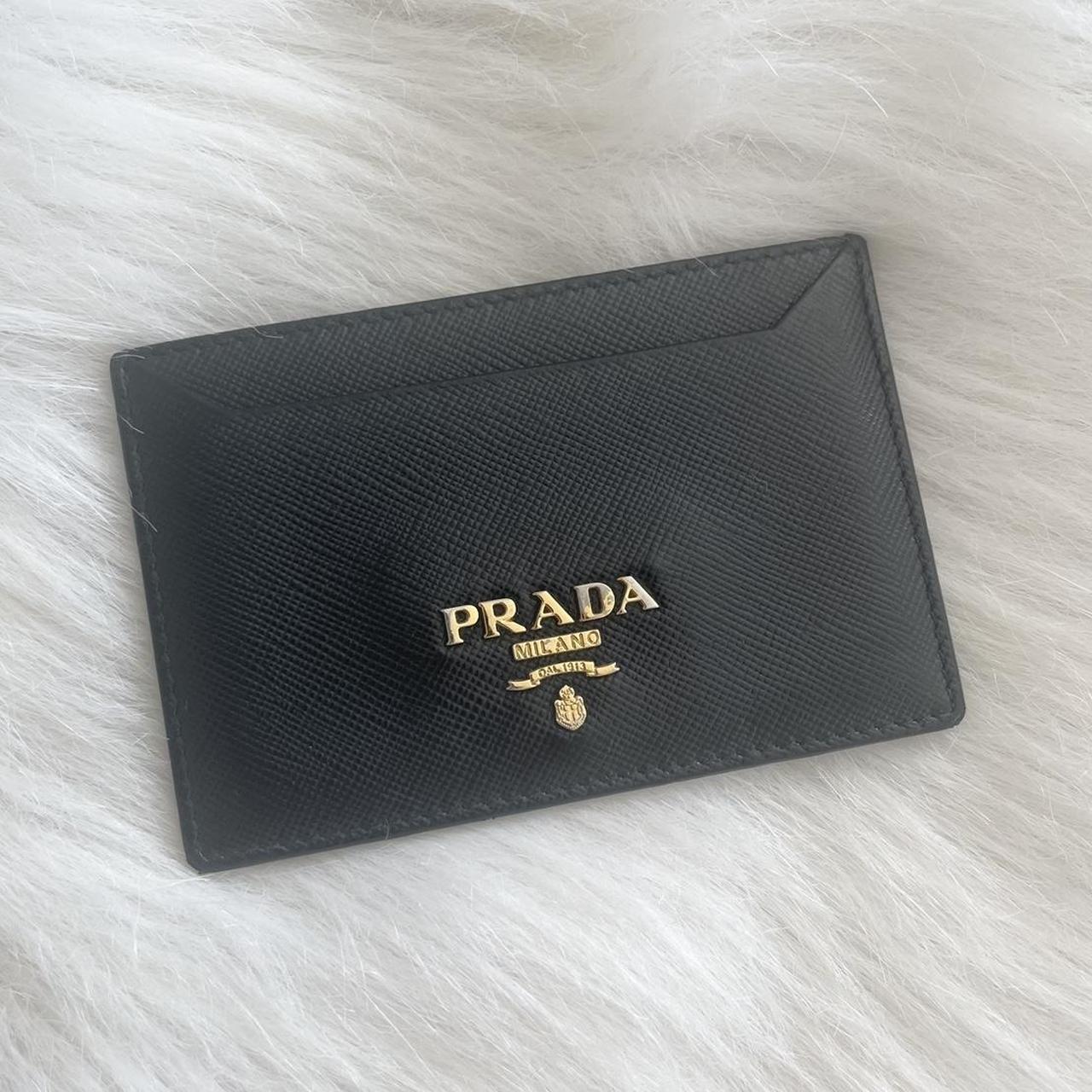 Authentic black leather prada card holder... - Depop