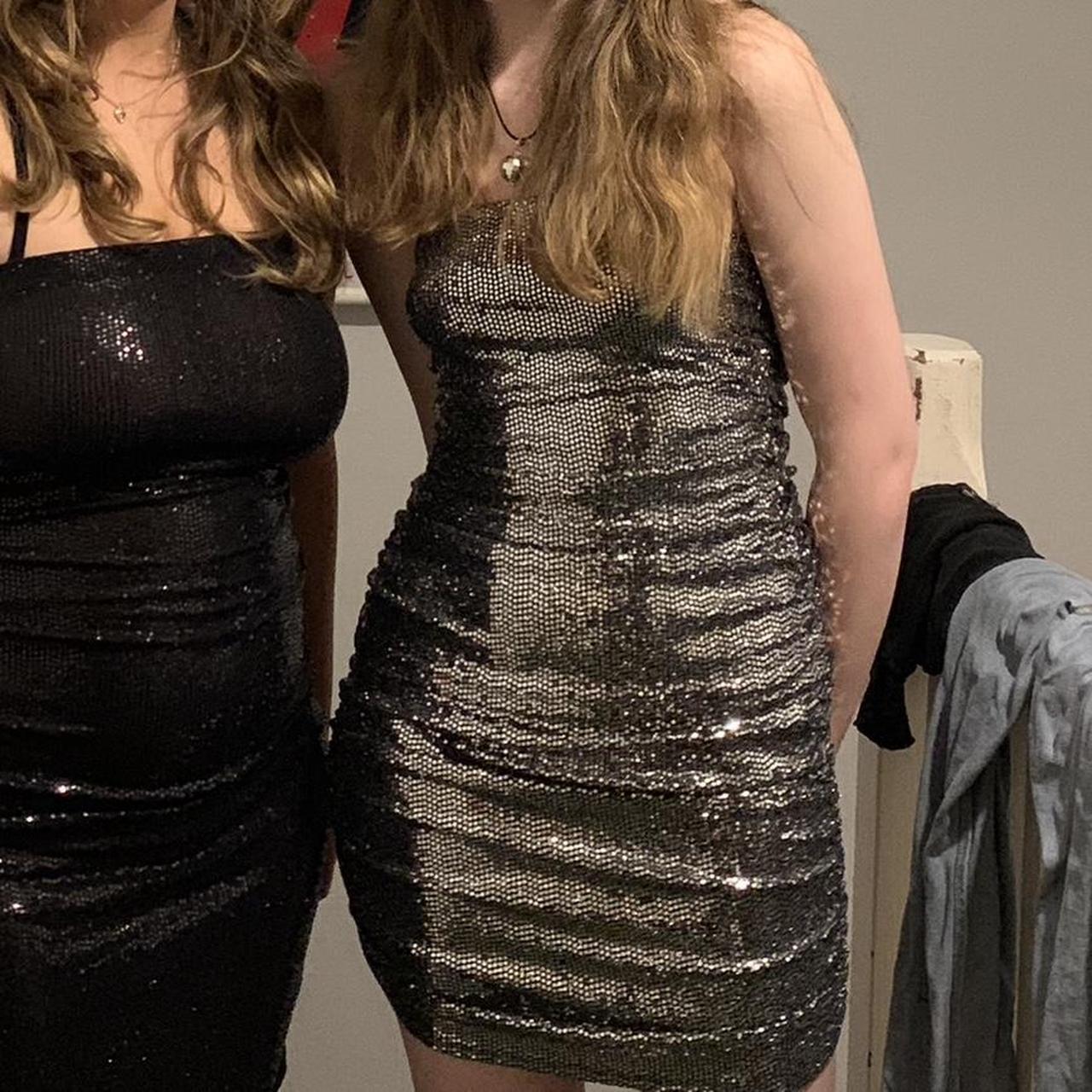 Mini silver sequin dress Worn twice Size... - Depop