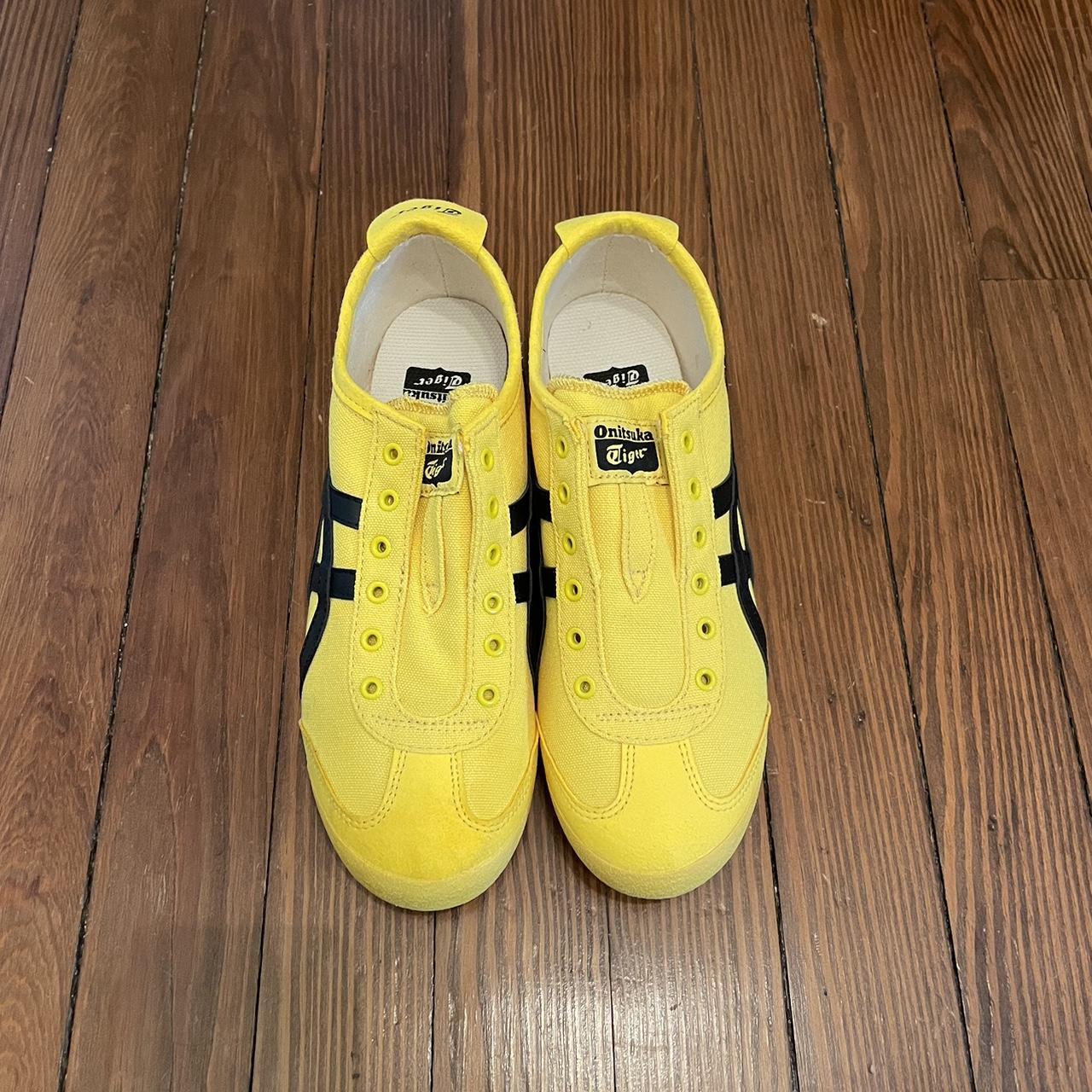 Onitsuka tiger yellow slip on. Size 39. Never worn - Depop