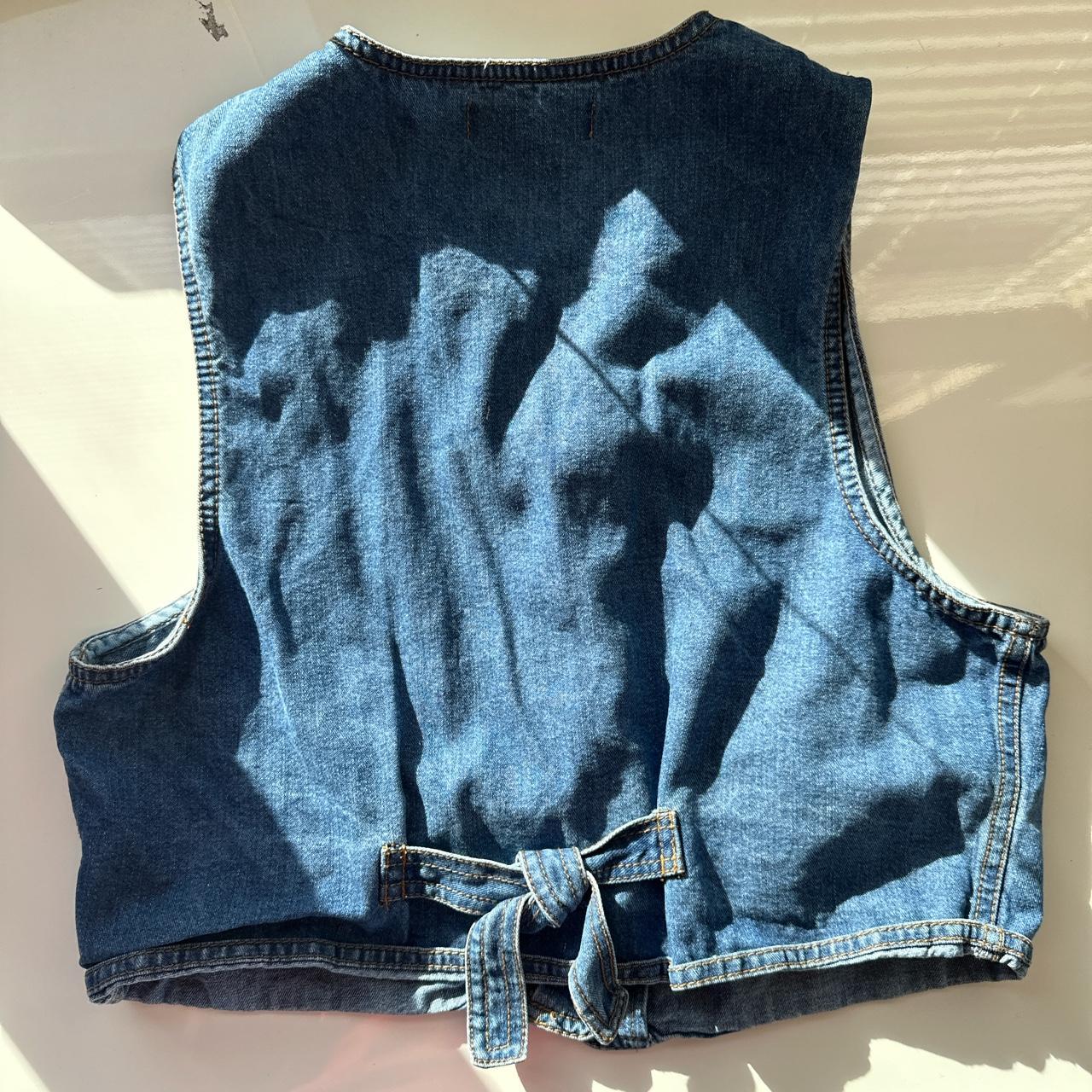 Authentic 90s vintage Denim Vest with Tortoise Shell... - Depop