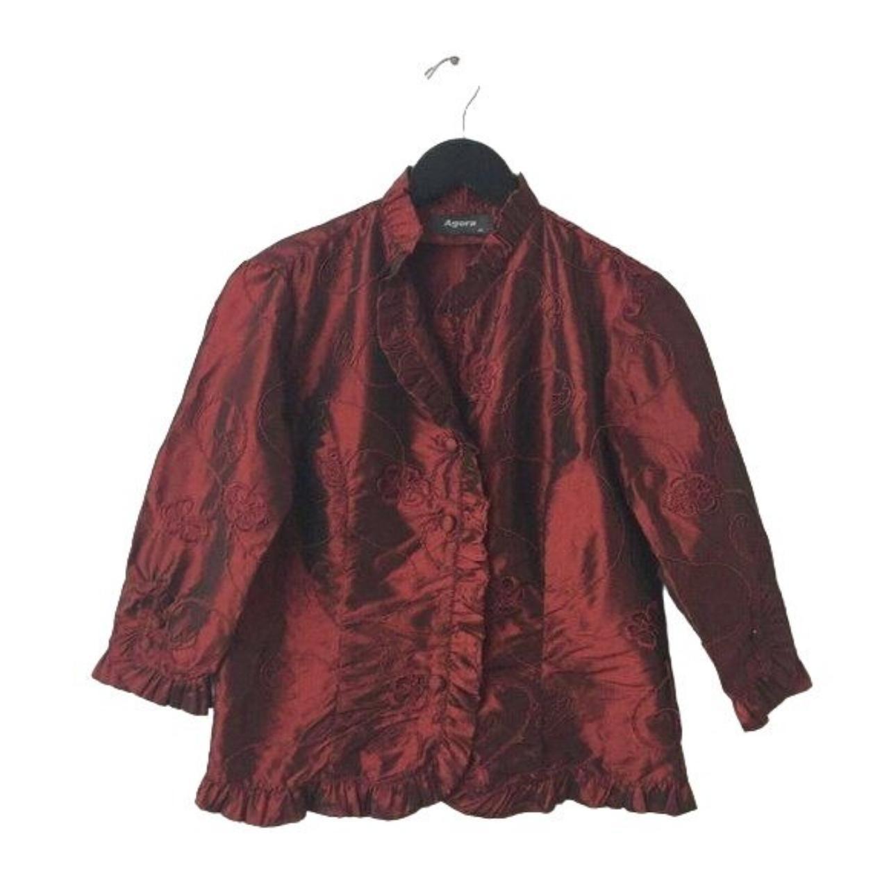 Agora Blouse Flower Pattern Polyester Blend Top... - Depop