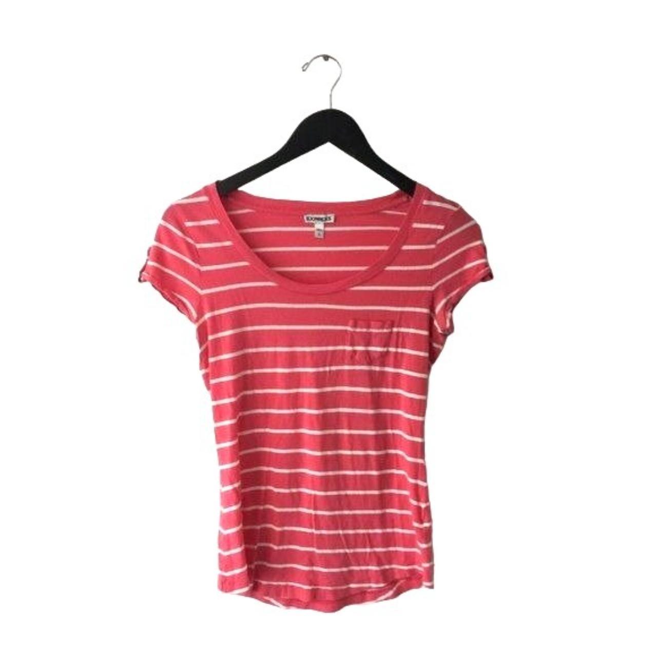 Express Striped T Shirt Tee T Trendy Cotton Cap... - Depop