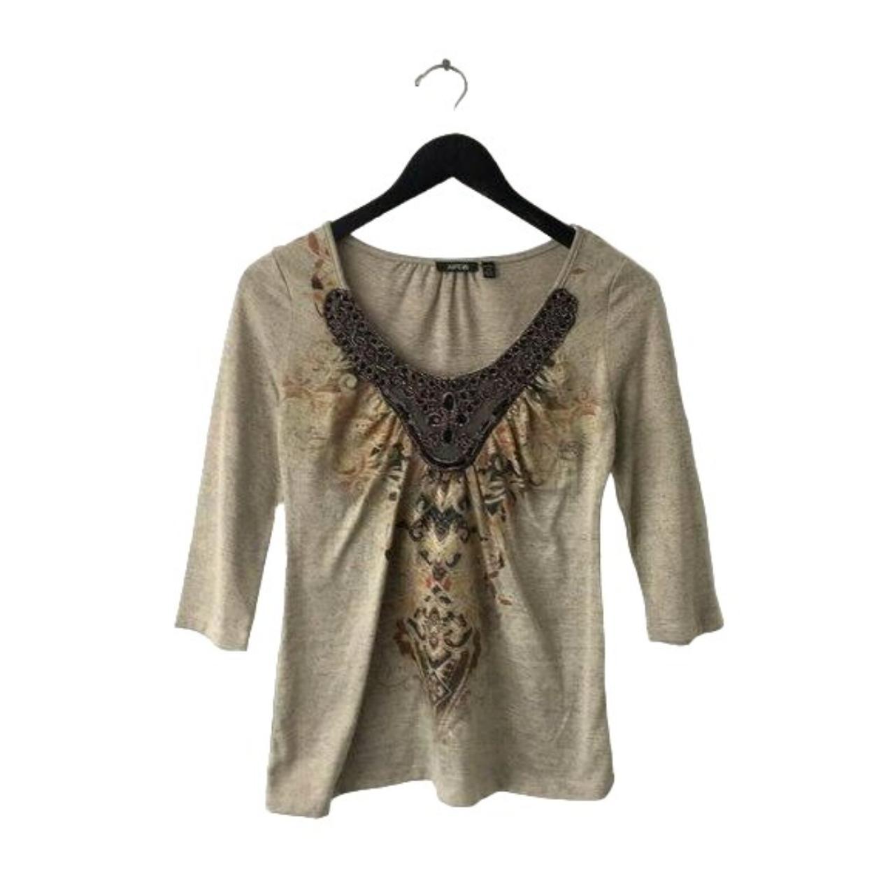 Apt 9 Blouse Embellished Scoop Top Sequin Beaded... - Depop