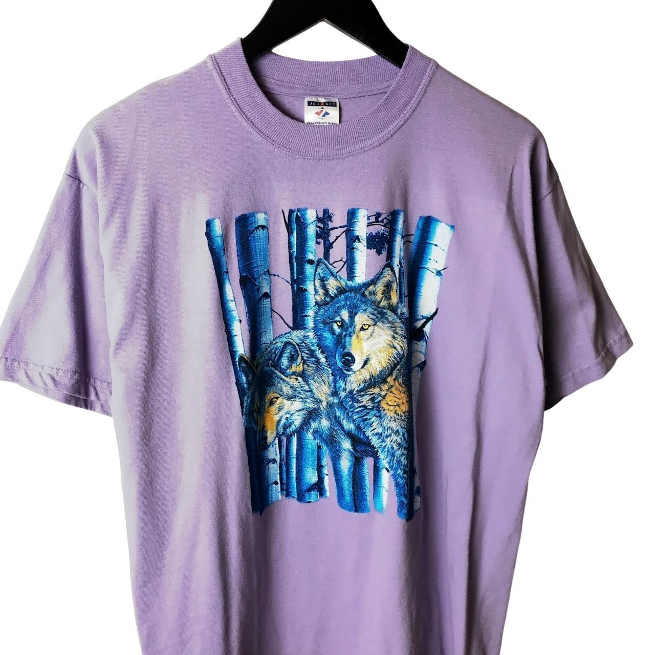 00s Vintage Jerzees Winter Wood Wolf Pack T Shirt... - Depop