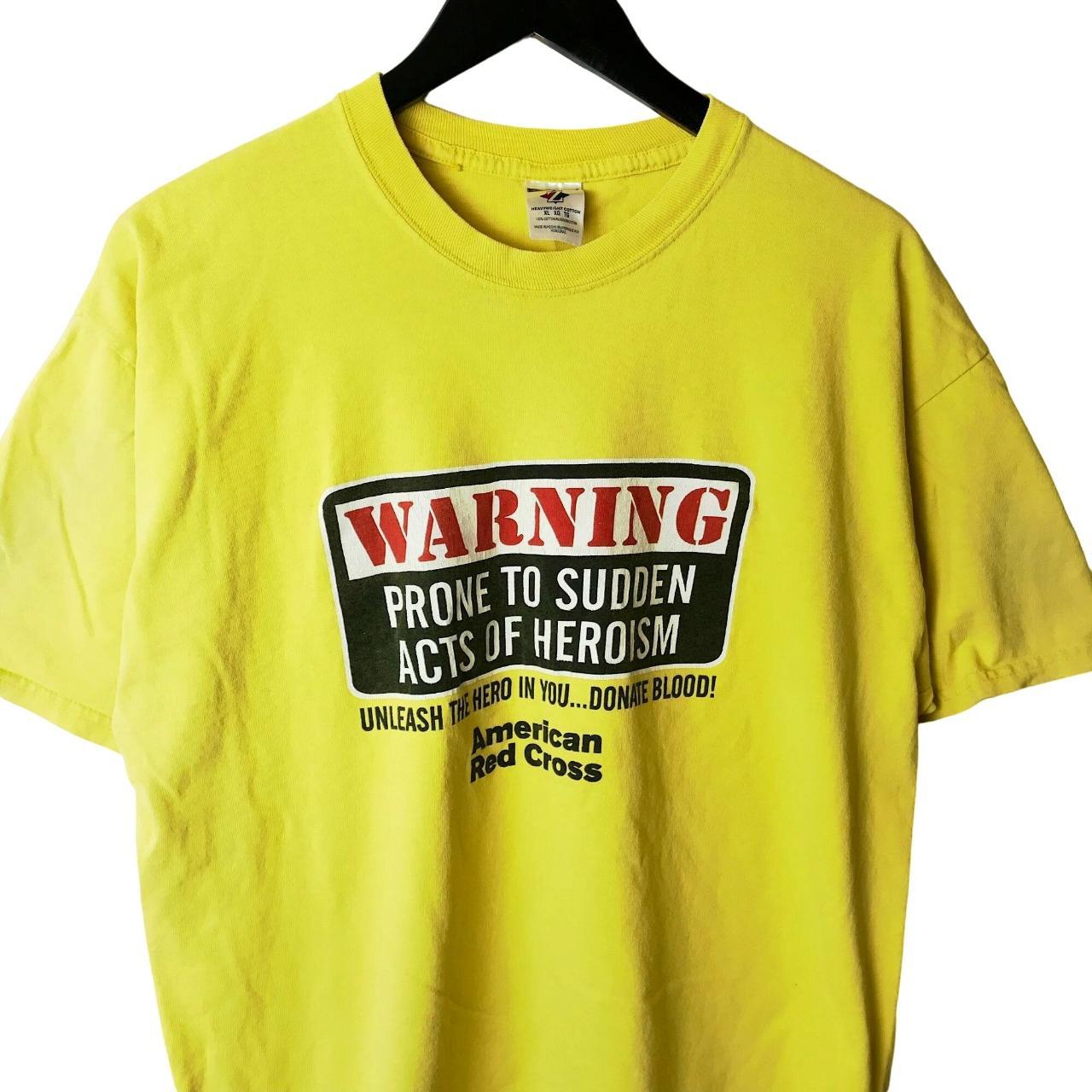 Y2K Vintage American Red Cross T Shirt Yellow XL... - Depop