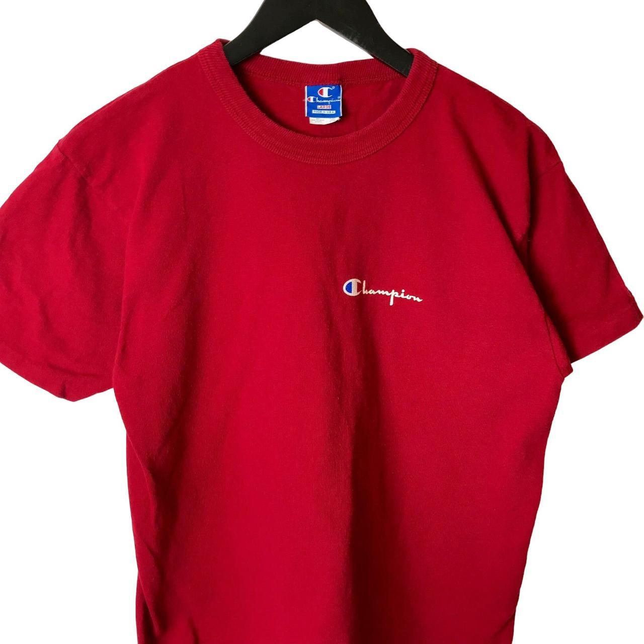 90s Vintage Champion T Shirt USA Red L Large Single... - Depop
