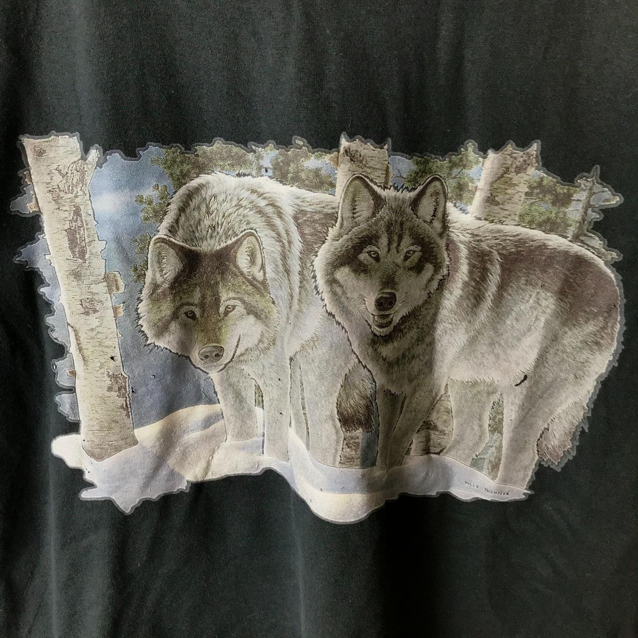 Vintage Y2K Wolves Nature T Shirt Adult Black M... - Depop