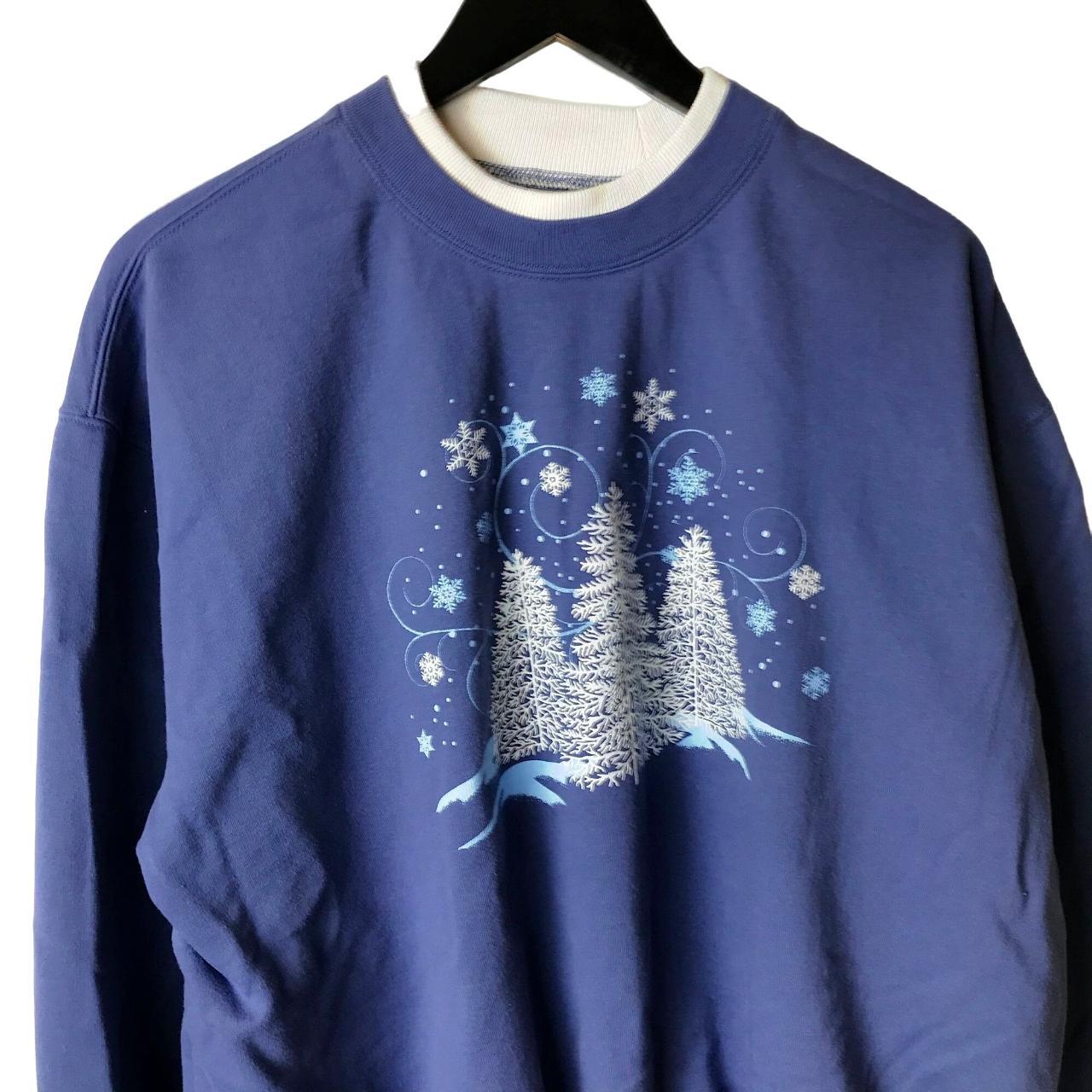 Snowflakes Pine Trees Womens Crewneck Sweatshirt... - Depop