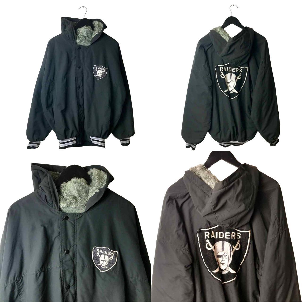 Raiders NFL Big Logo Jacket Vintage Black Gray XL... - Depop