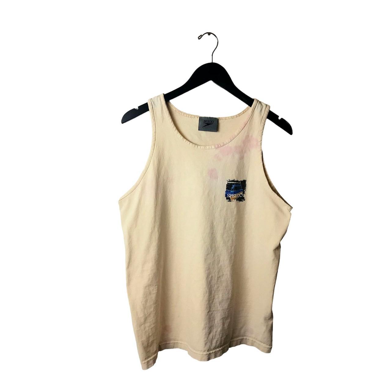 Speedo Tank Top Adult Cream Medium M Vintage Beach... - Depop