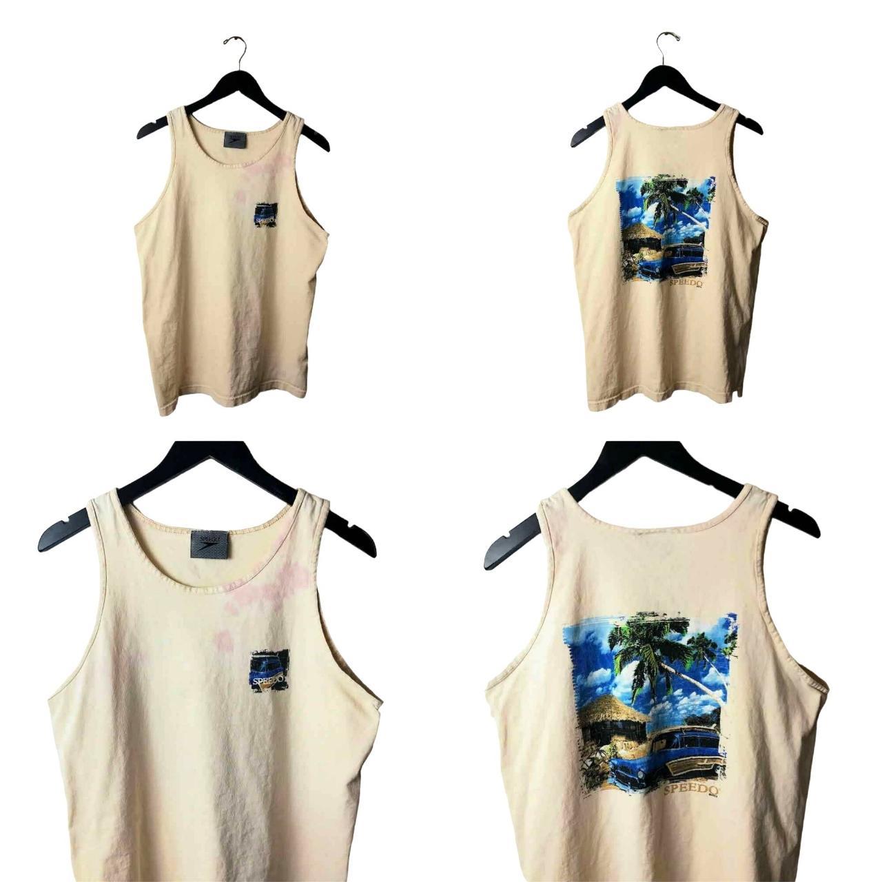 Speedo Tank Top Adult Cream Medium M Vintage Beach... - Depop