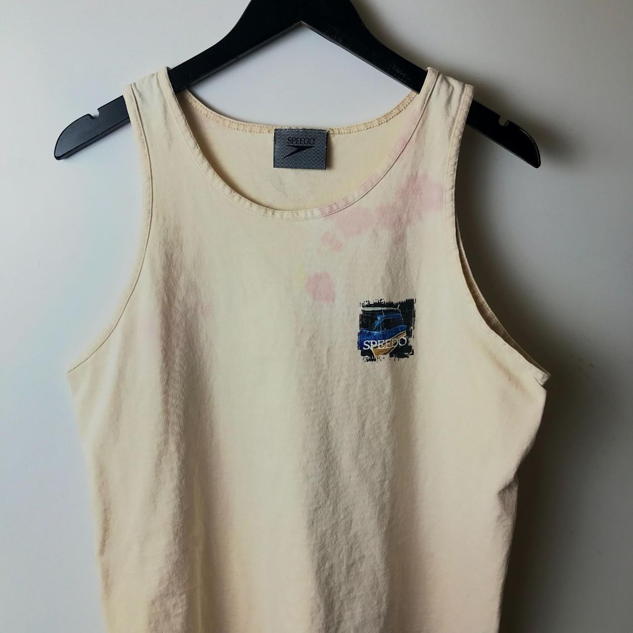 Speedo Tank Top Adult Cream Medium M Vintage Beach... - Depop