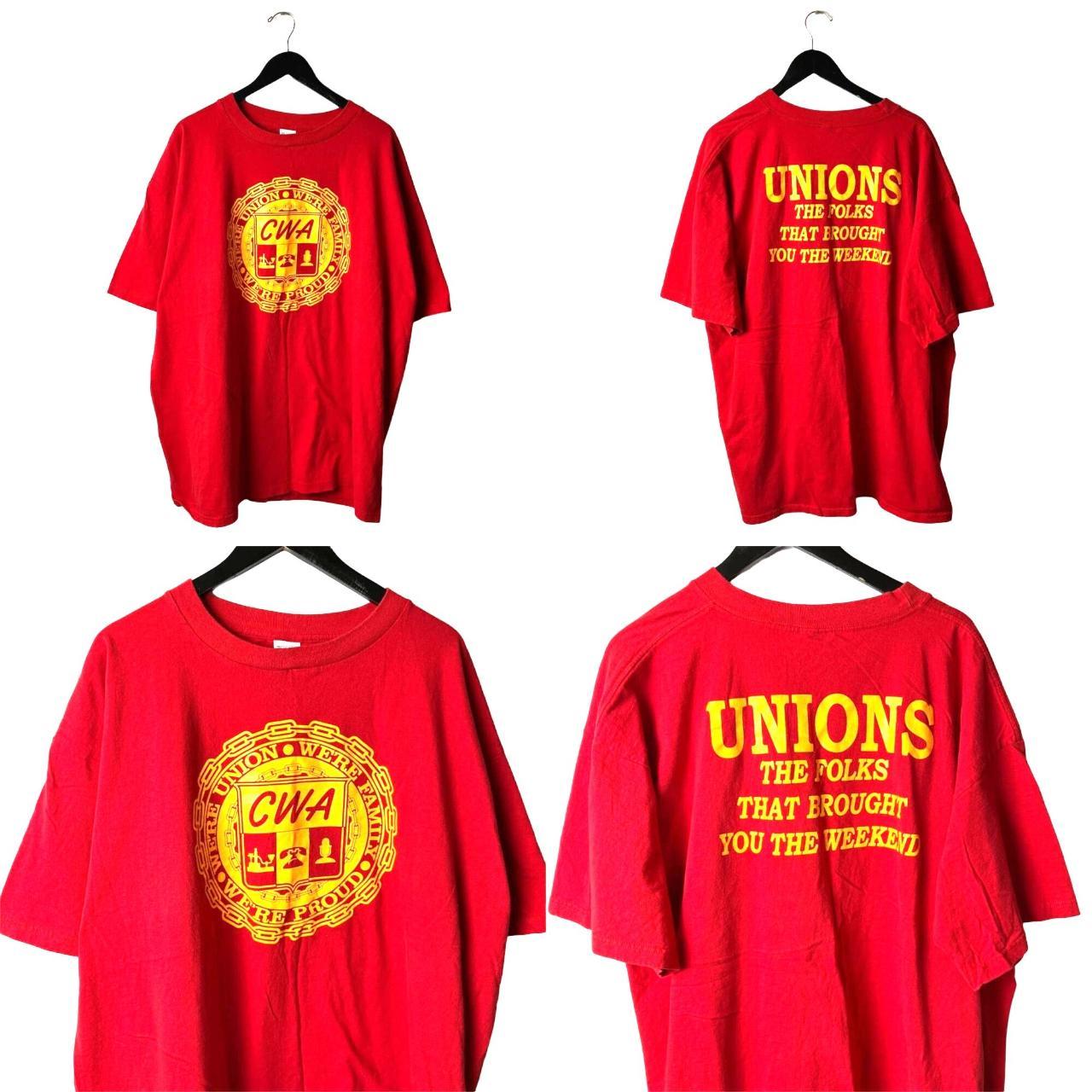 CWA Unions T Shirt Vintage Red 2XL XXL USA Graphic... - Depop