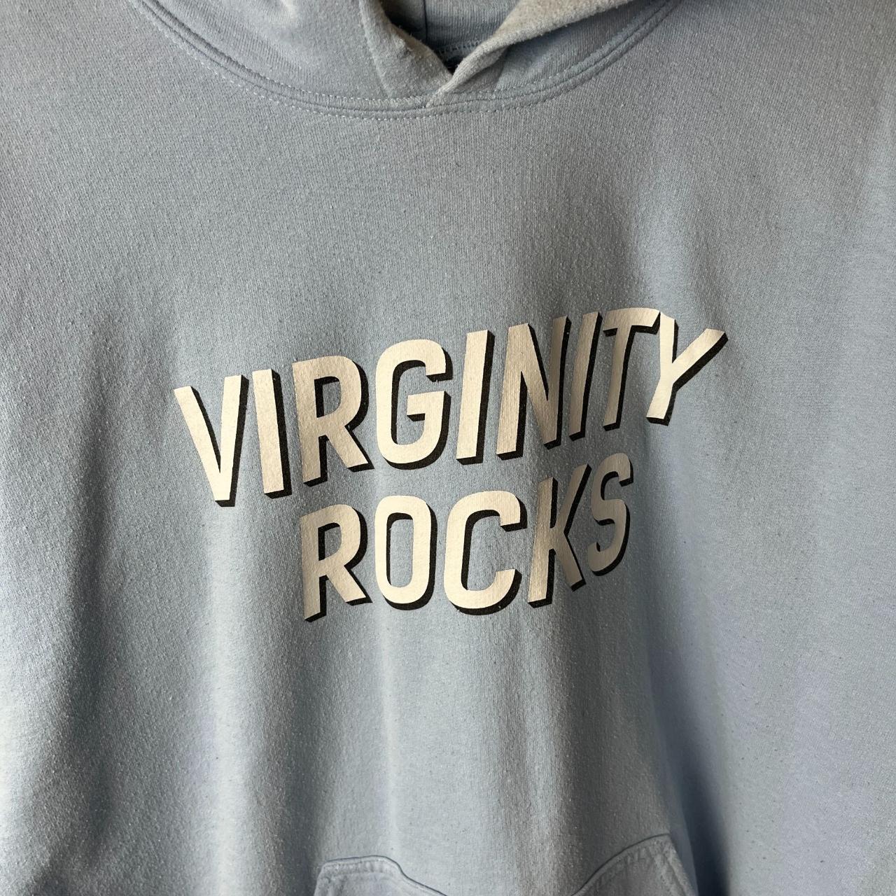 Virginity Rocks Hoodie Blue Large L Sweatshirt... - Depop