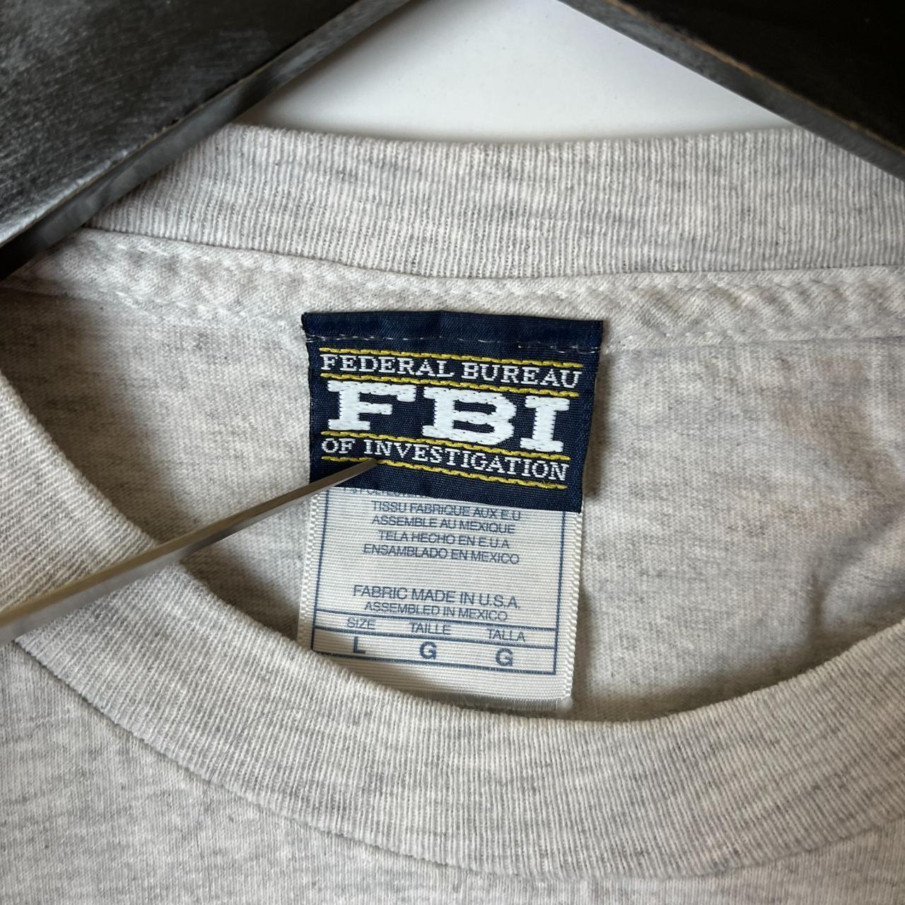 Vintage Y2K FBI T Shirt Gray Large L Graphic Tee... - Depop