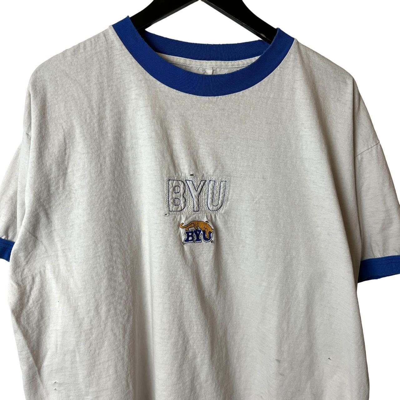 Distressed BYU T Shirt Vintage 90s Large L Adult... - Depop