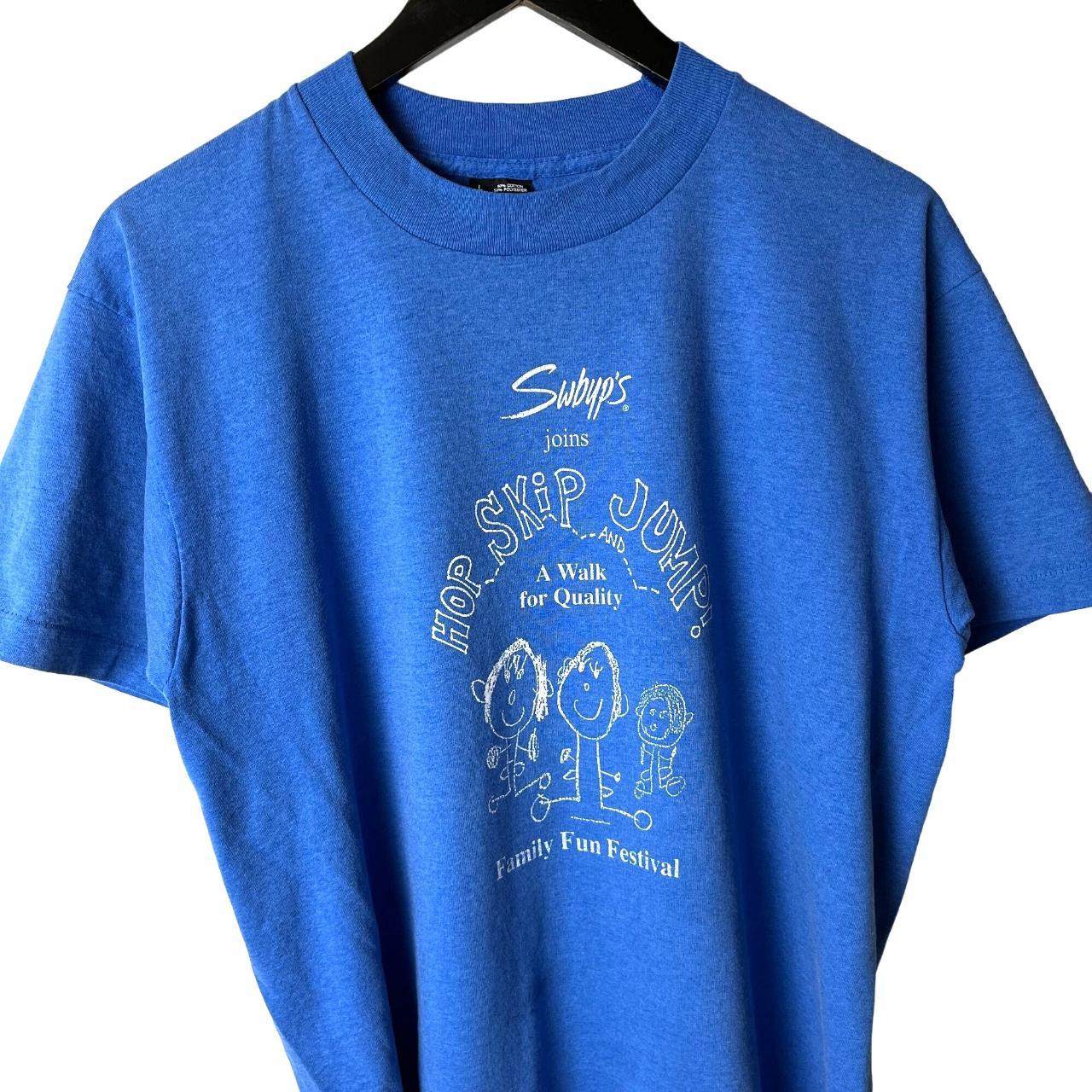 Vintage 90s Hop Skip Jump T Shirt Large L Adult Blue... - Depop