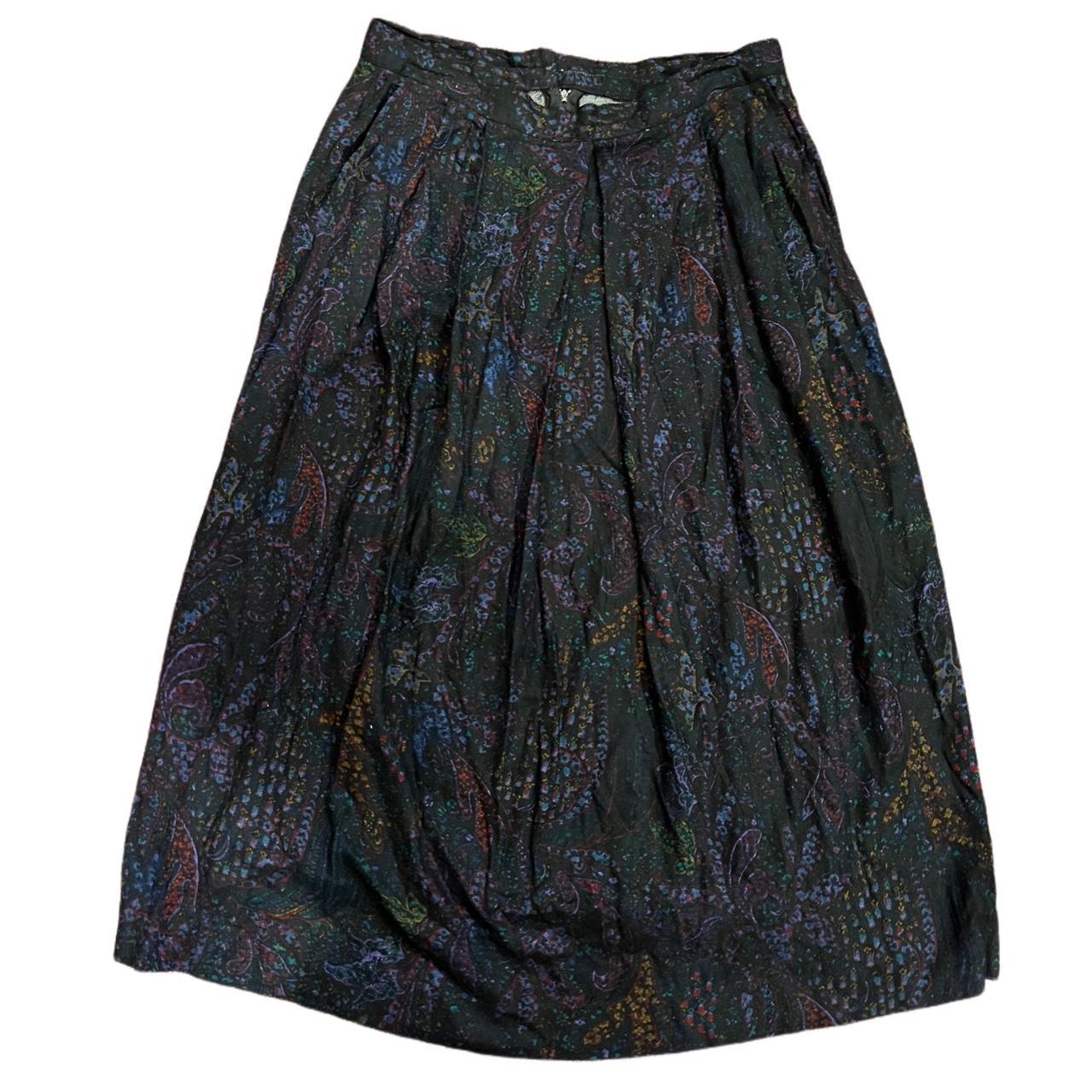 Casper vintage heavy dark blue-green maxi skirt with... - Depop