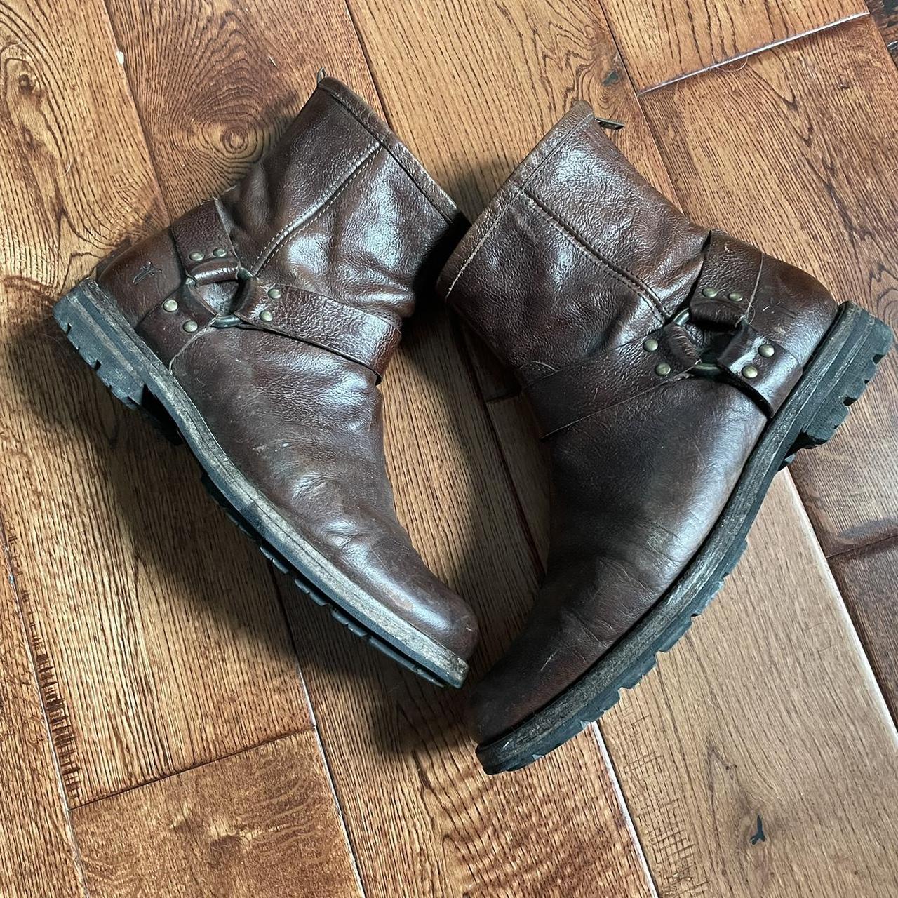 Mens Frye motorcycle boots 9.5 Lightly used genuine... - Depop