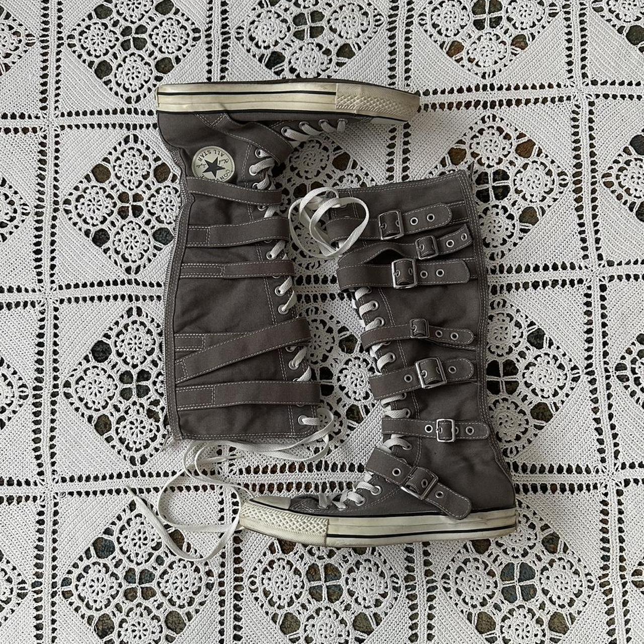Y2k buckle converse Knee high lace up converse with... | Depop
