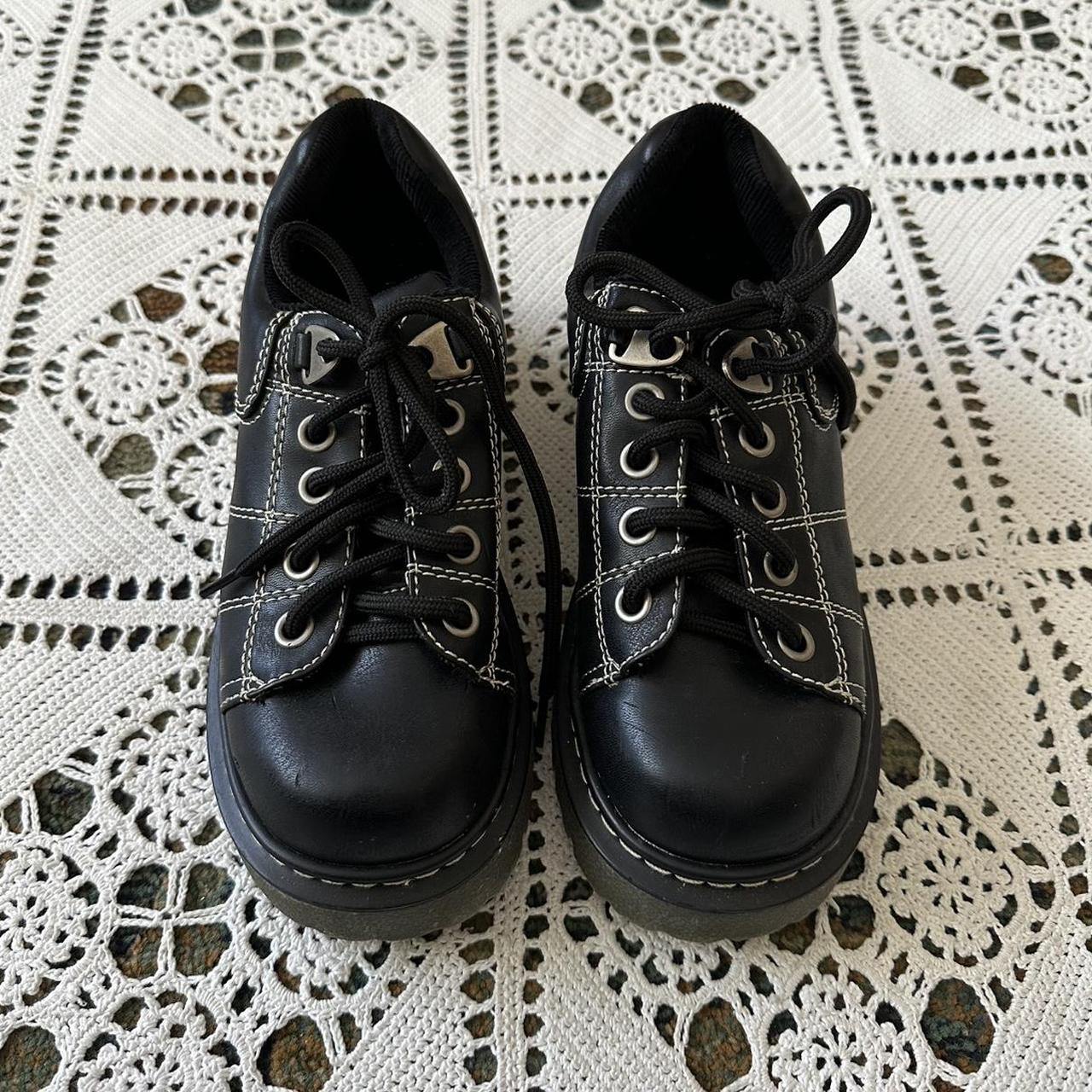 Y2k soda platforms Black lace up sneakers with... | Depop