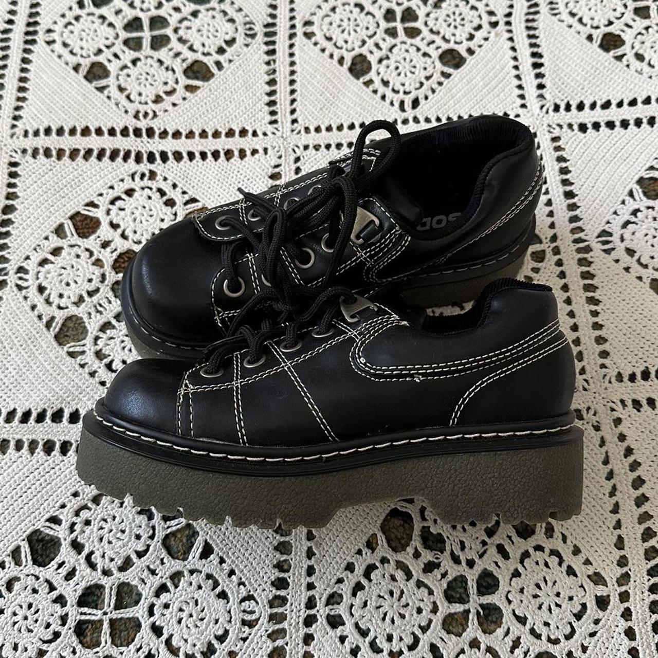 Y2k soda platforms Black lace up sneakers with... | Depop