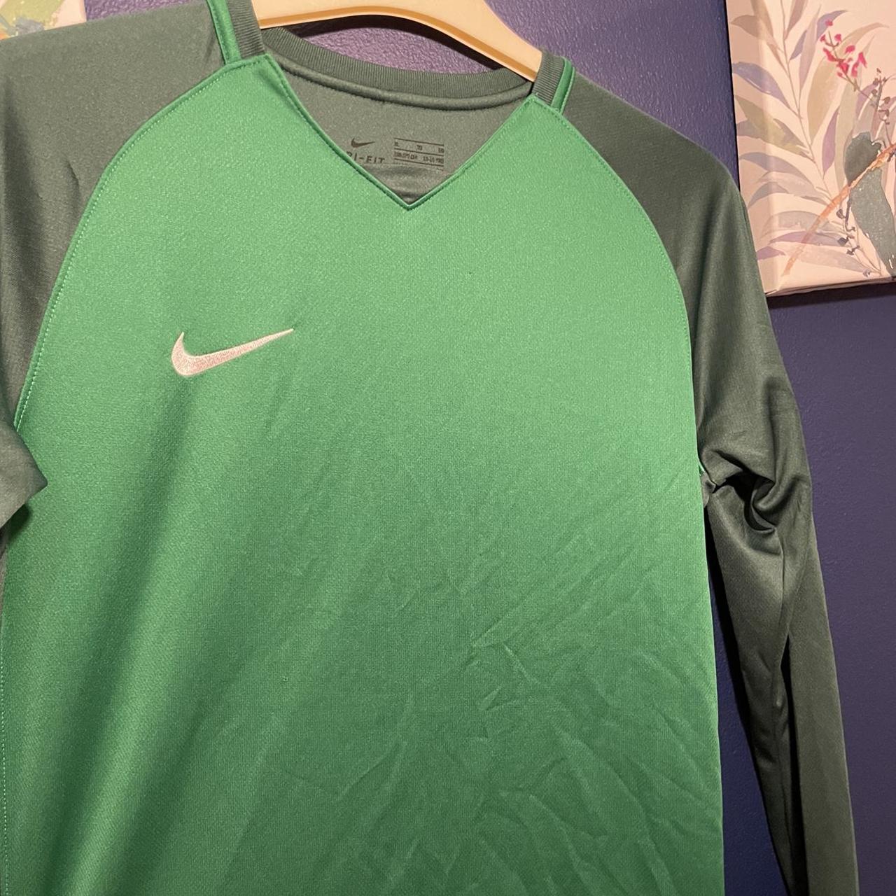 NIKE DRI FIT football training top Green Kids size... - Depop